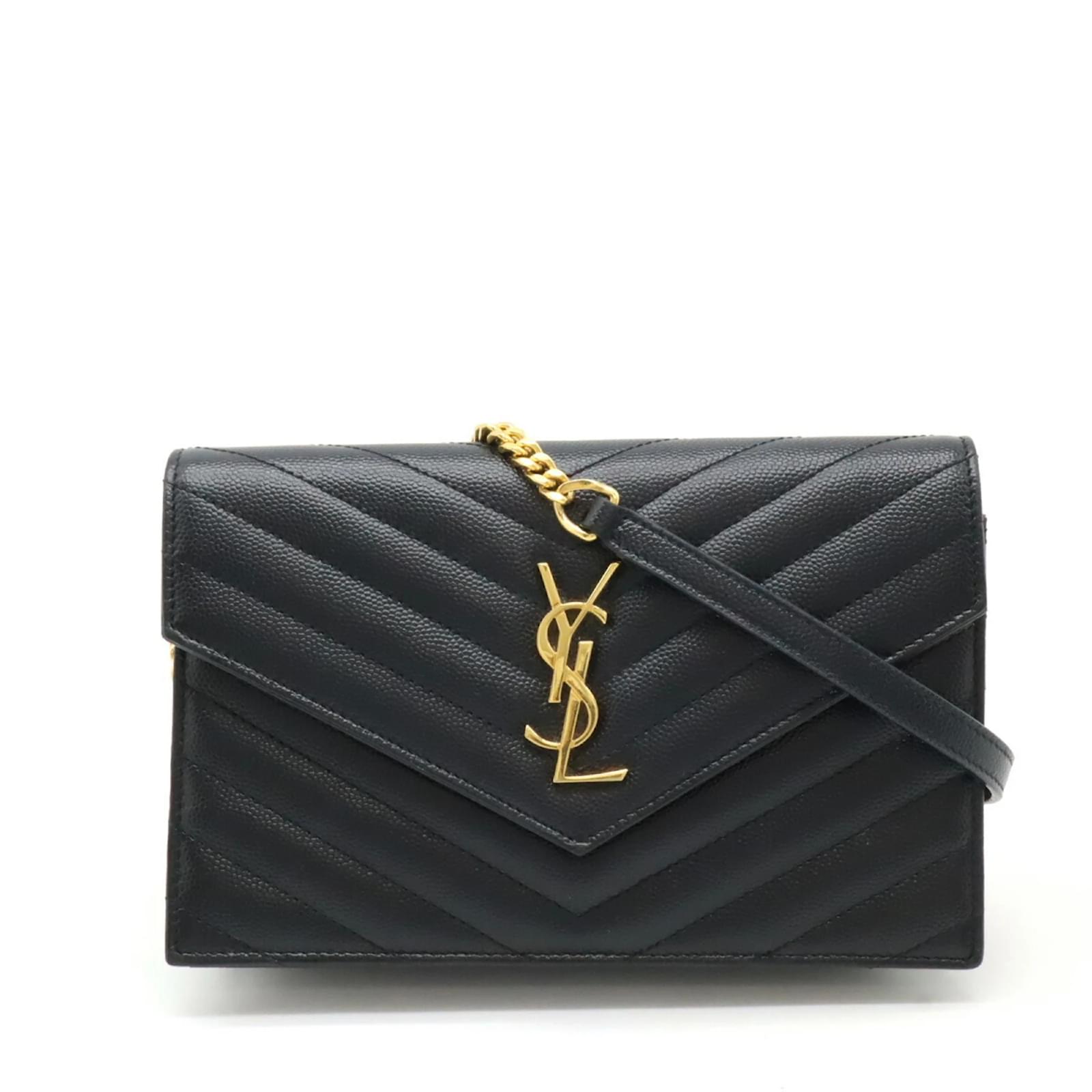 Yves Saint Laurent Monogram Envelope Shoulder Bag Black Leather ref ...