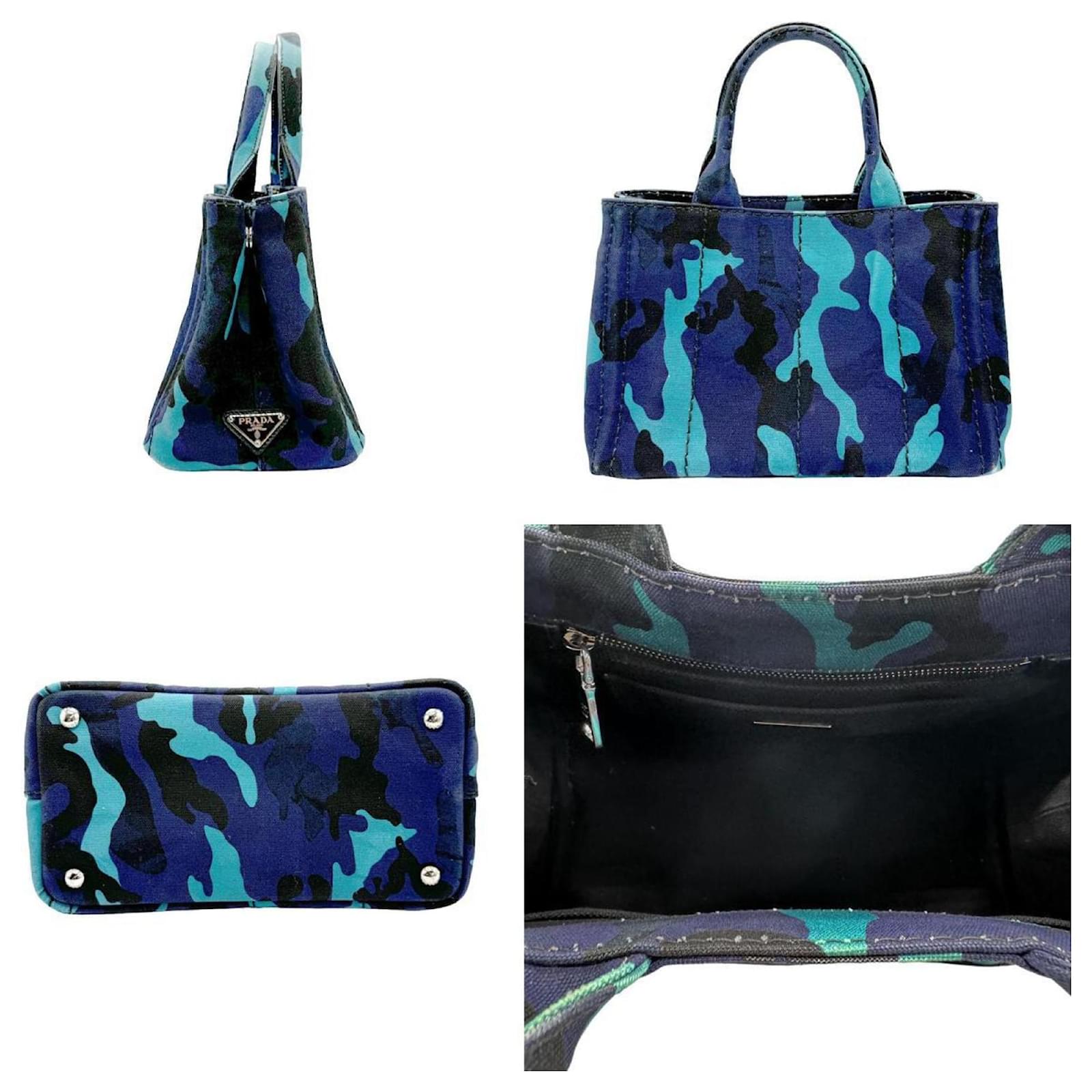 Prada Camouflage Canvas Handbag Black Blue Navy blue Cloth ref.1960138 ...