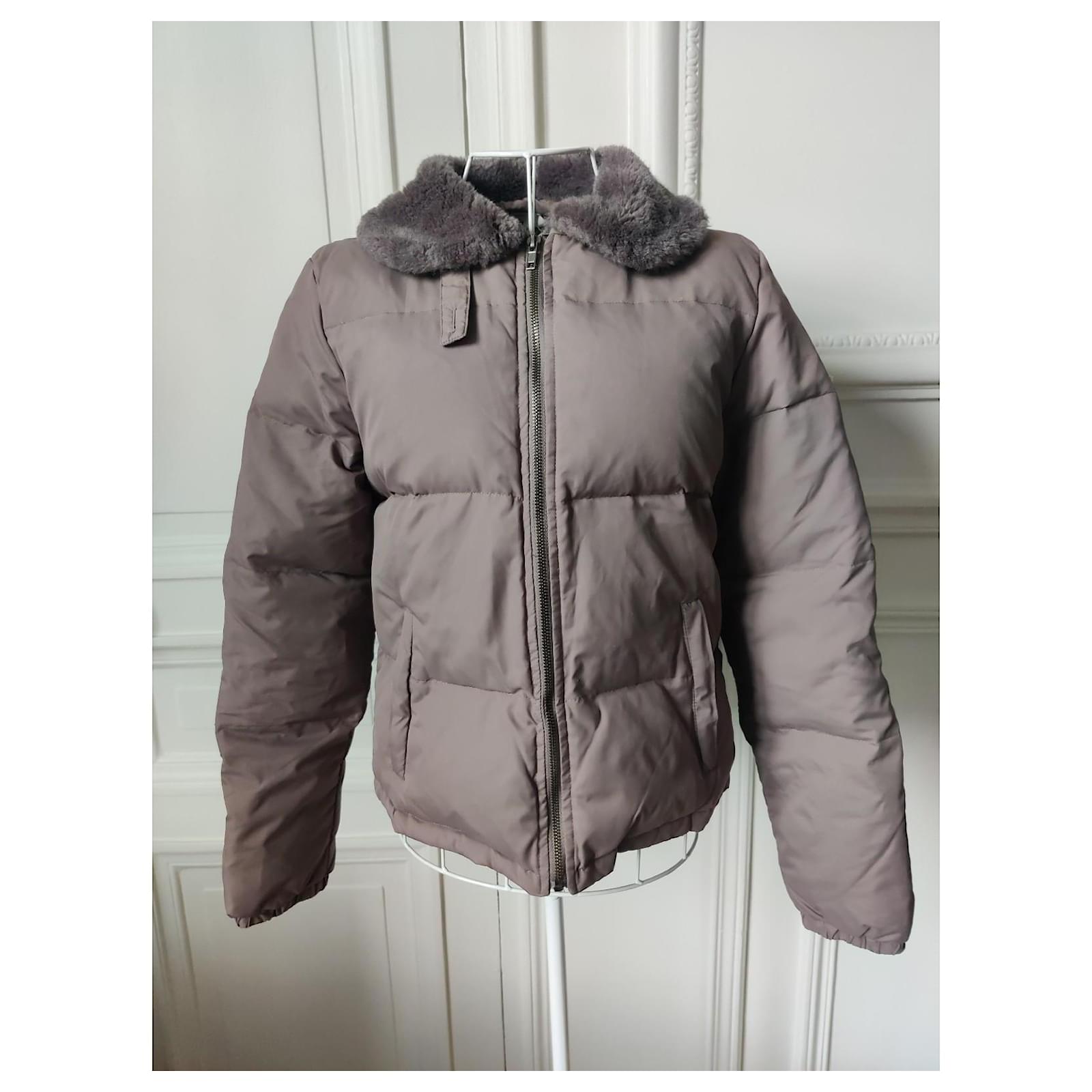 Maje down jacket Grey Taupe Polyester ref.1962399 - Joli Closet