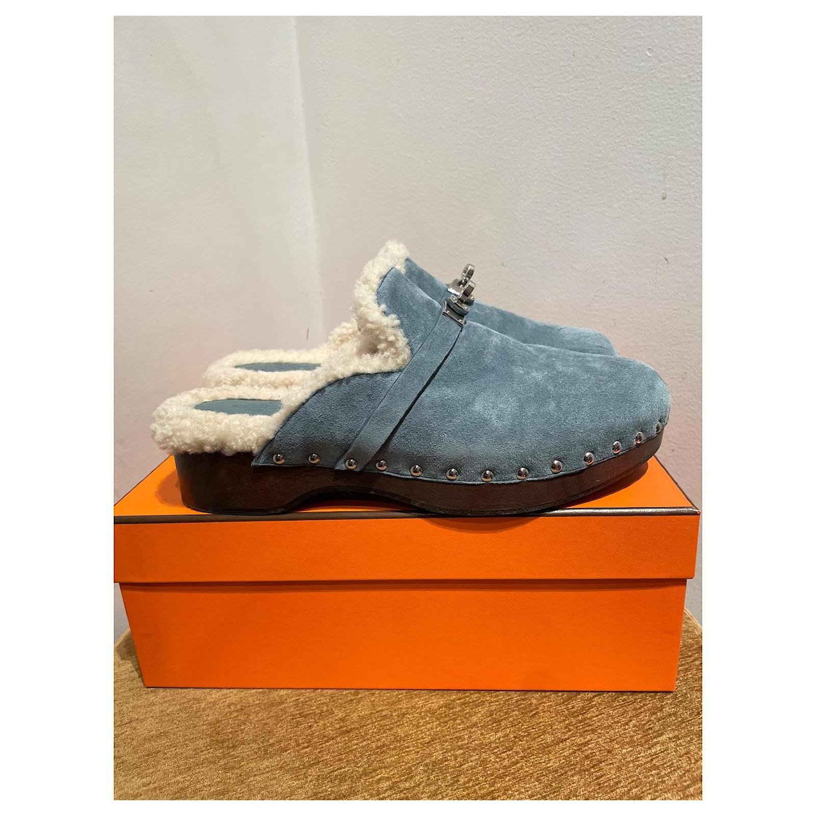 Hermès Clogs Blue Suede ref.1971266 - Joli Closet