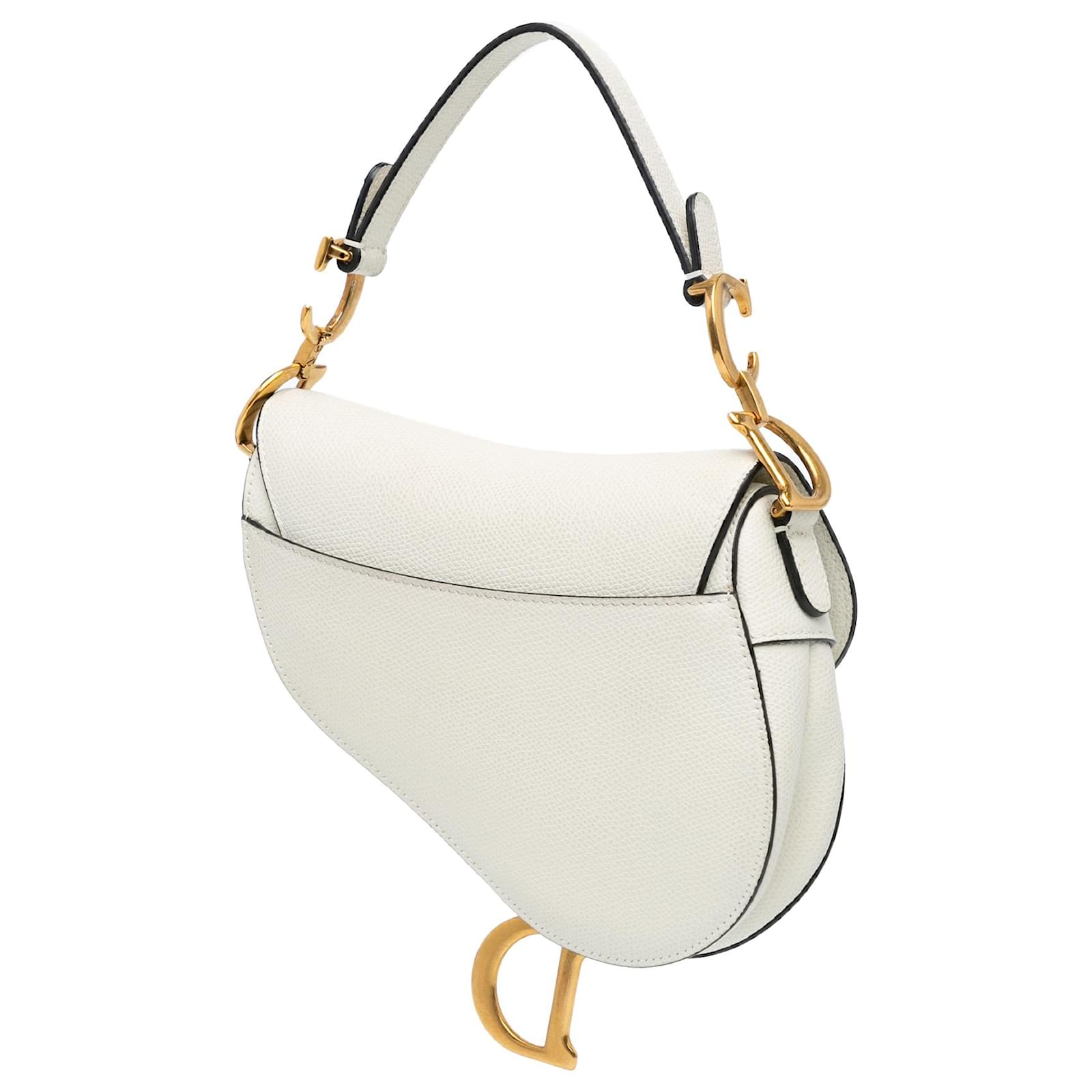 Dior White Mini Grained Calfskin Saddle Bag Leather Pony-style calfskin ...