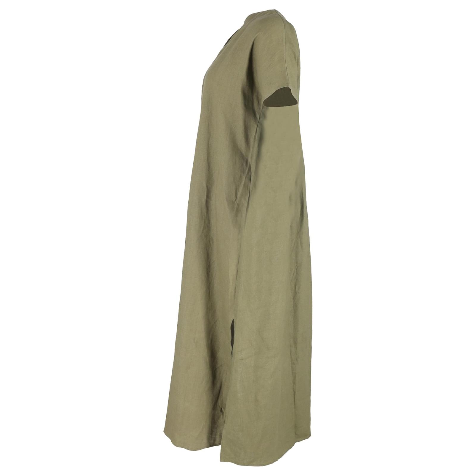 Lisa Marie Fernandez Rosetta Dress in Green Linen Olive green ref ...