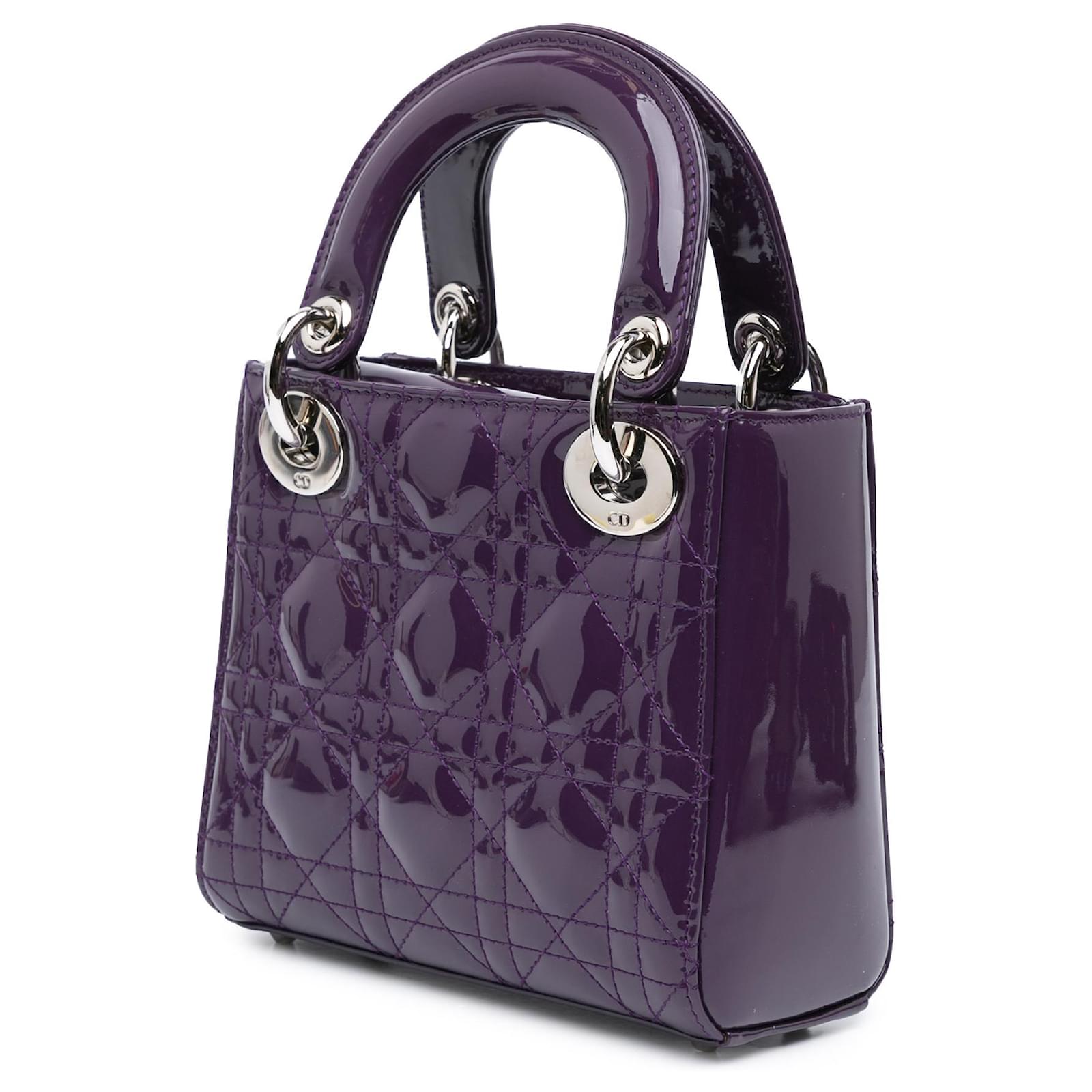 Dior Purple Mini Patent Cannage Lady Dior (Sold) - Joli Closet