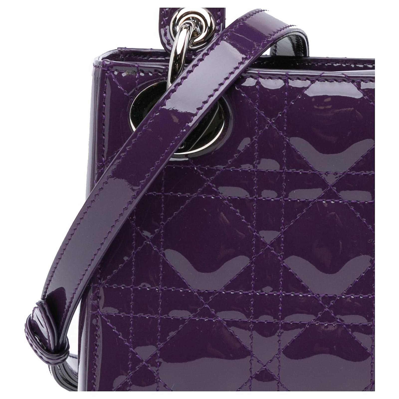 Dior Purple Mini Patent Cannage Lady Dior Leather Patent leather ref ...