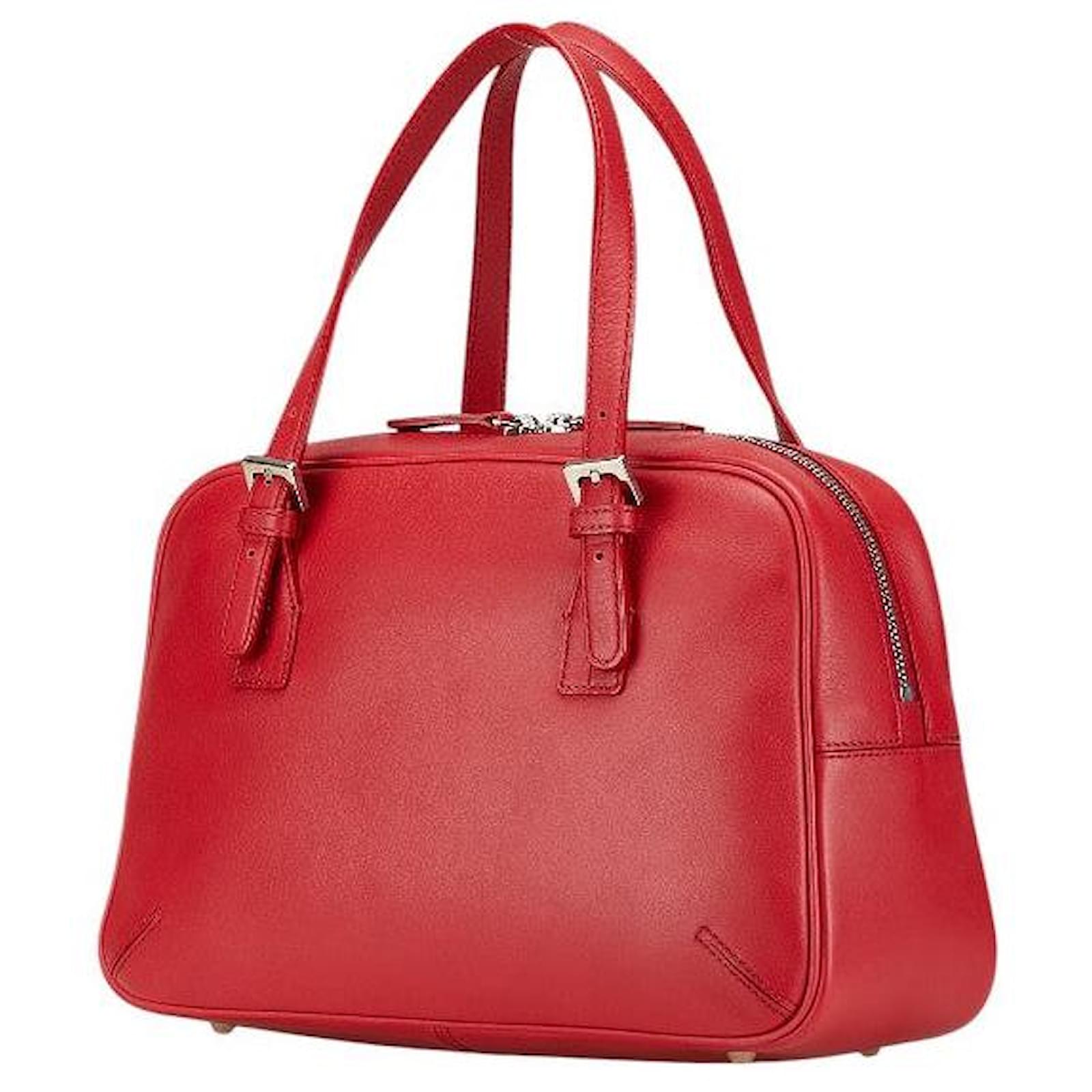 Burberry Nova Check Leather Mini Boston Handbag Red ref.2004972 - Joli ...