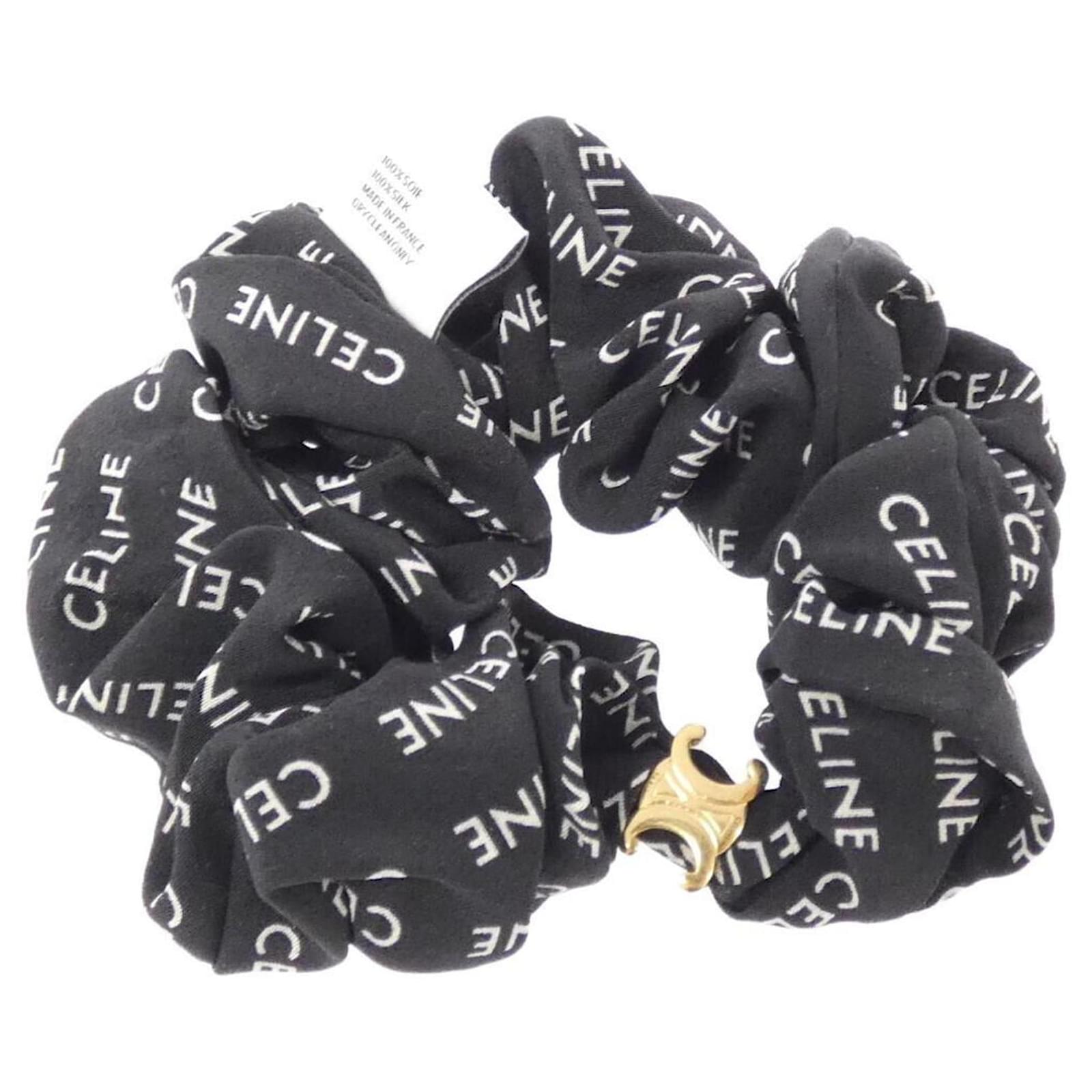 Céline Celine Silk Scrunchie Black Golden ref.2005589 - Joli Closet