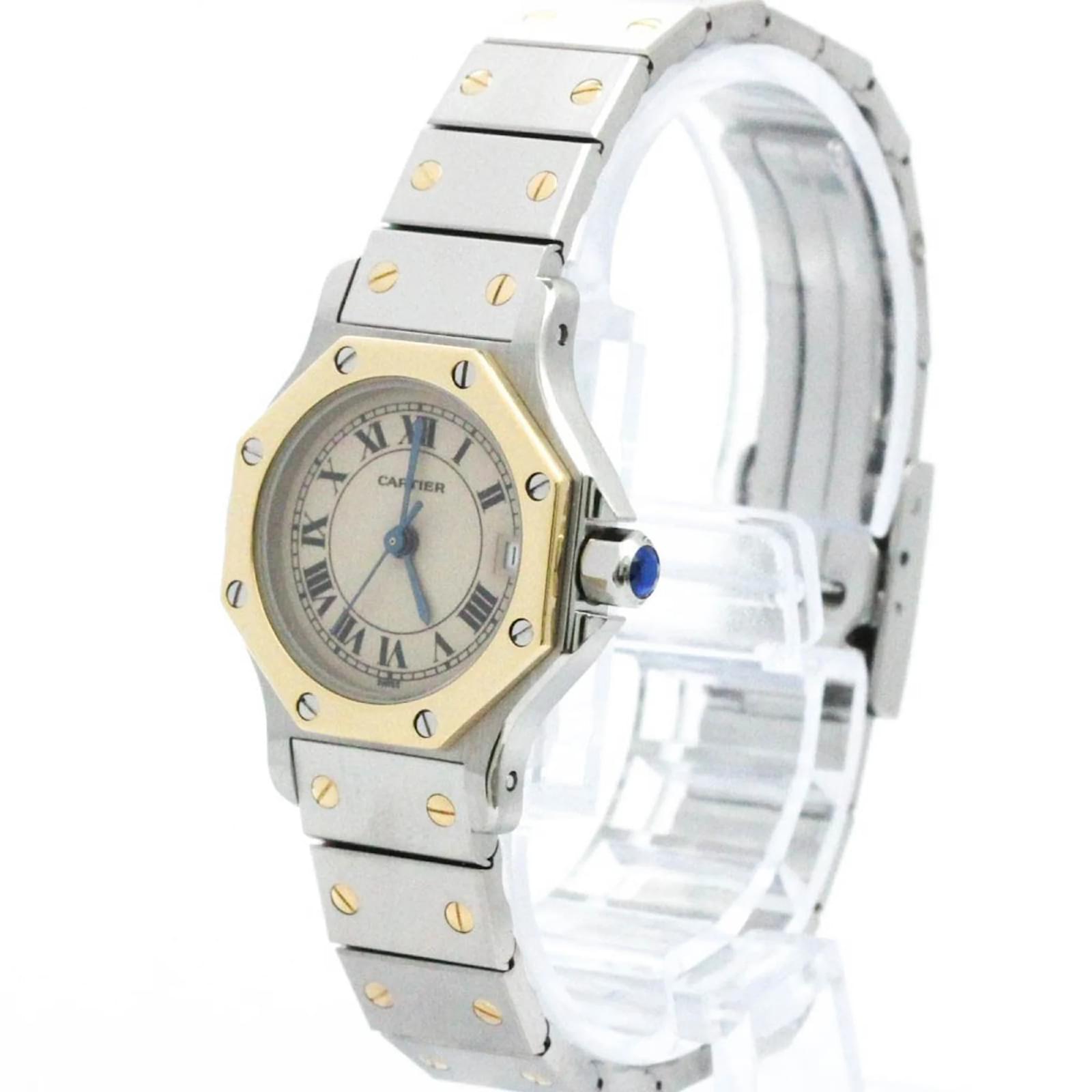 Cartier Santos Octagon 18K Gold Steel Quartz Ladies Watch ref.2008403 ...
