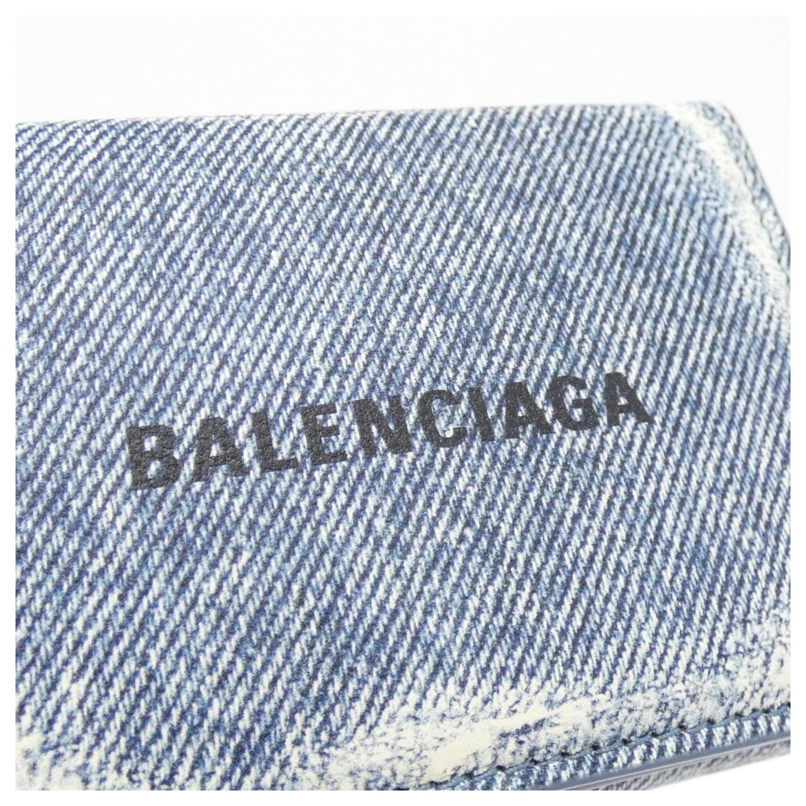 Balenciaga Cash Mini Wallet Blue Leather ref.2010274 - Joli Closet