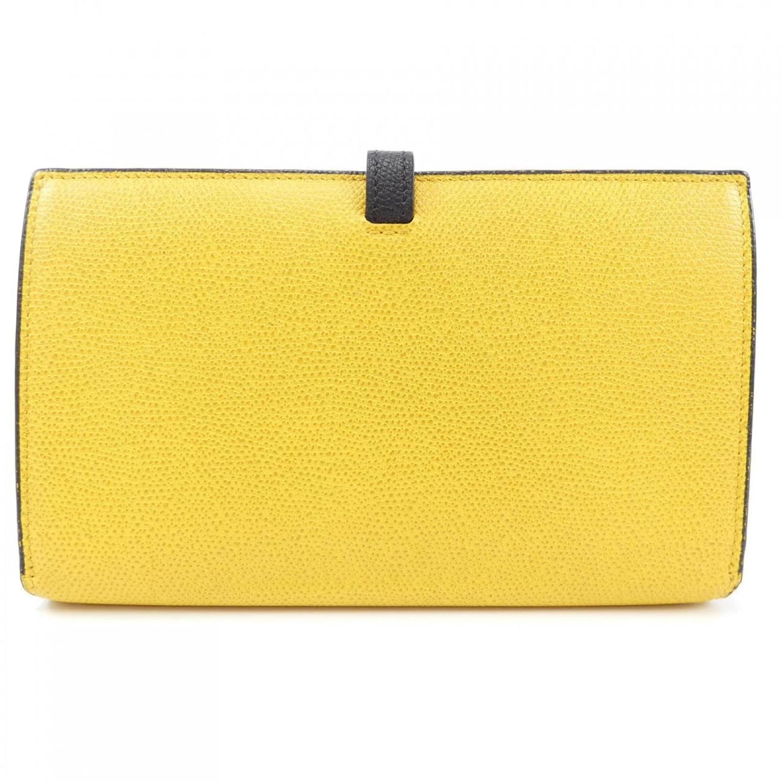 Valextra Bi-Fold Wallet Black Yellow ref.2016336 - Joli Closet