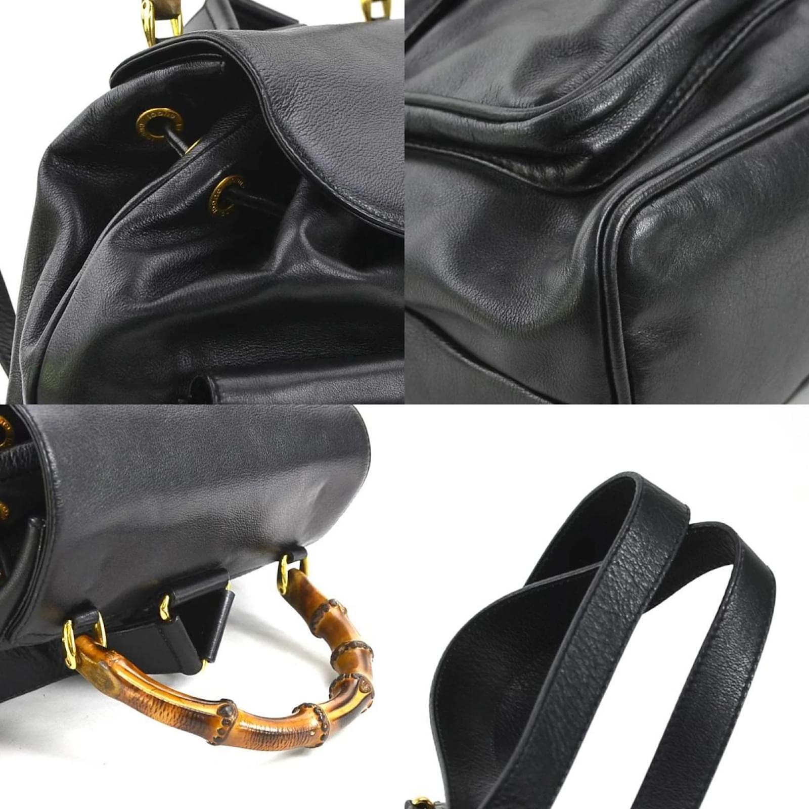 Gucci Black Leather Backpack with Gold Hardware ref.2019605 - Joli Closet