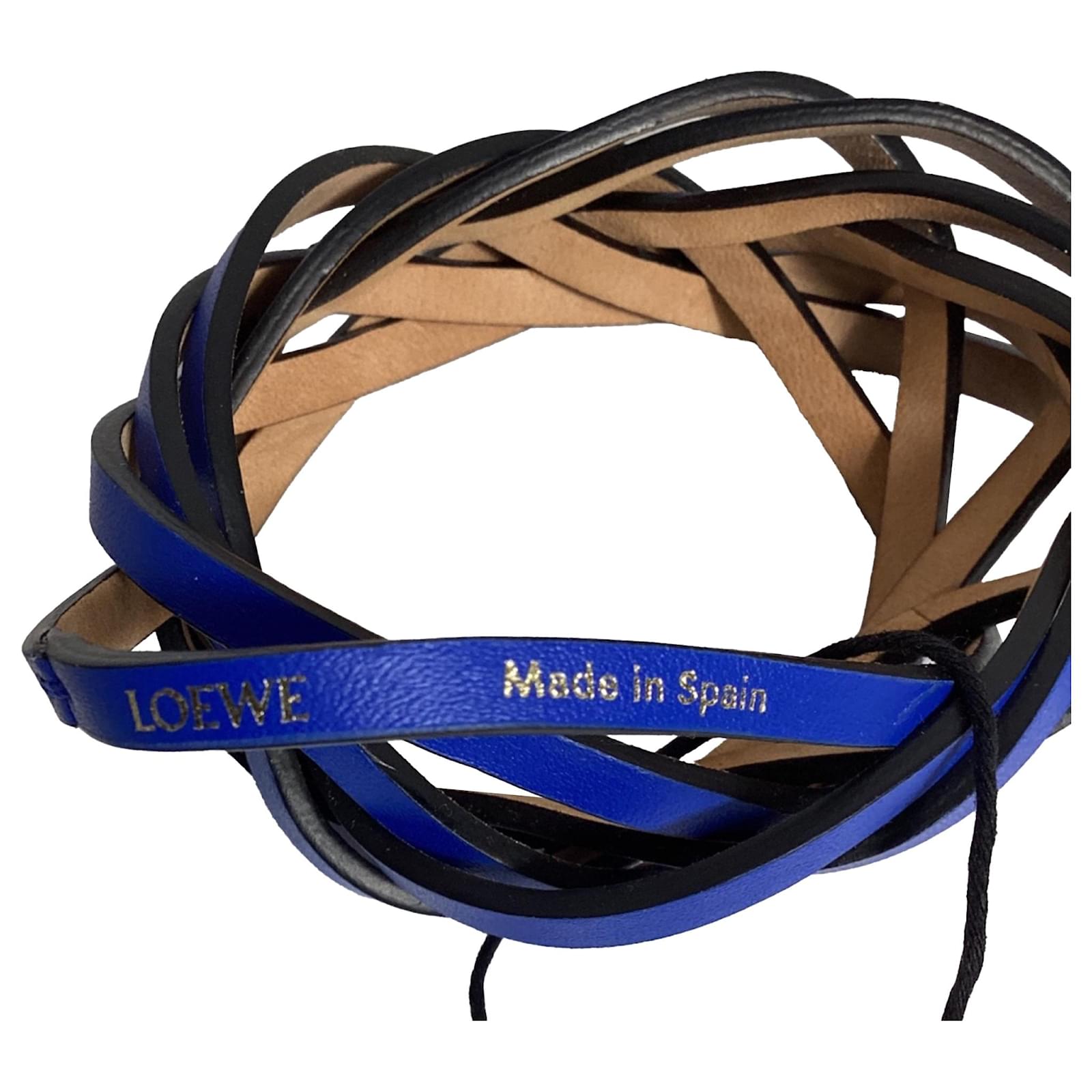 Loewe Logo Braided Bracelet in Blue Leather ref.2028296 - Joli Closet