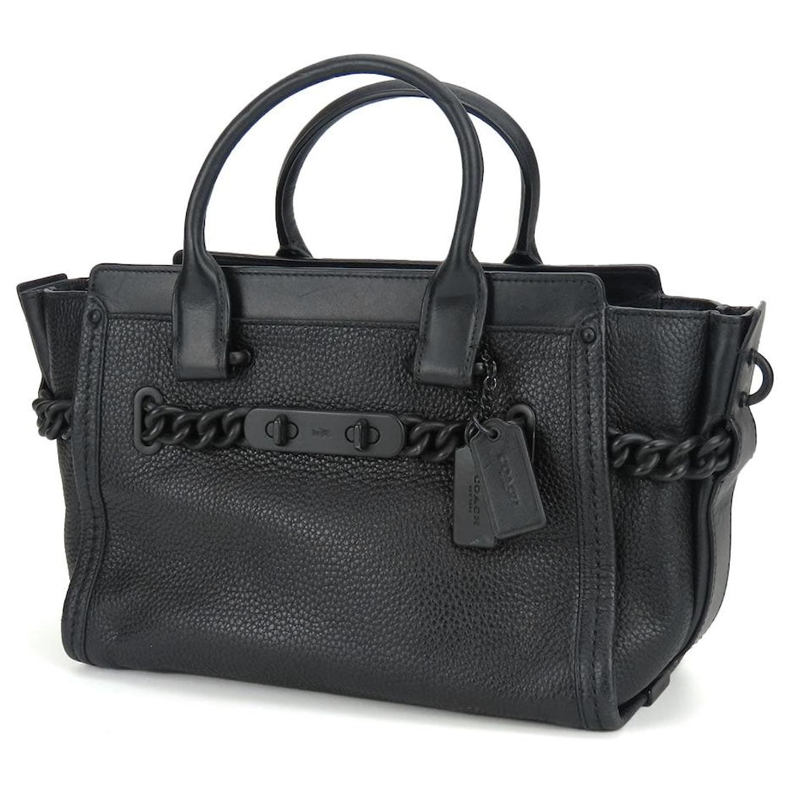 USED COACH Swagger 27 Leather Handbag Black ref.2035390 - Joli Closet
