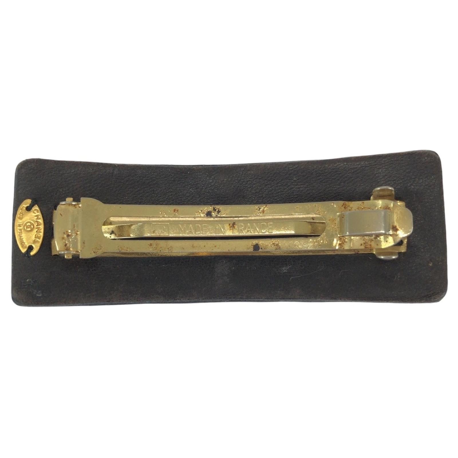 Timeless Chanel Vintage Coco Mark Black Satin Barrette ref.2043148 ...