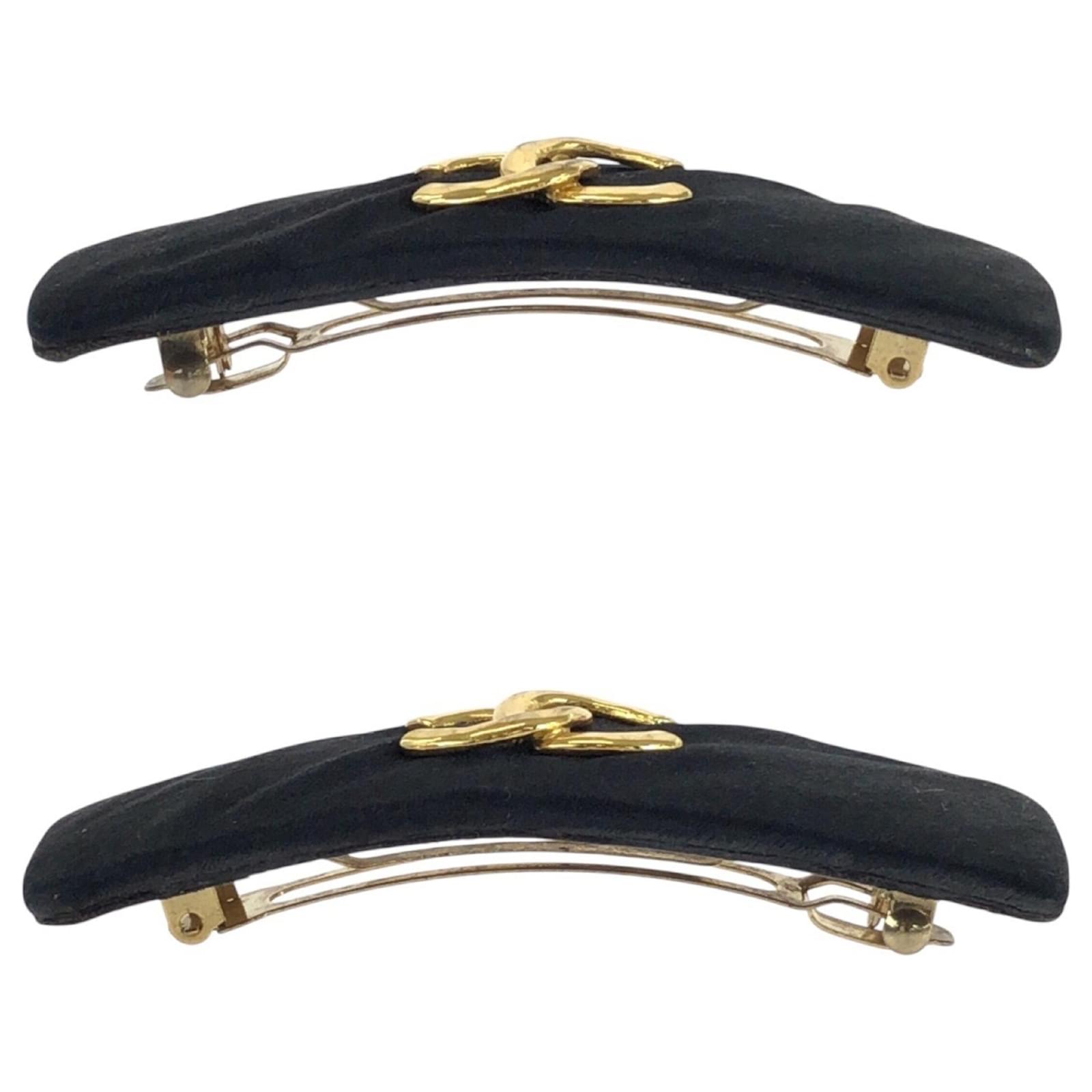 Timeless Chanel Vintage Coco Mark Black Satin Barrette ref.2043148 ...