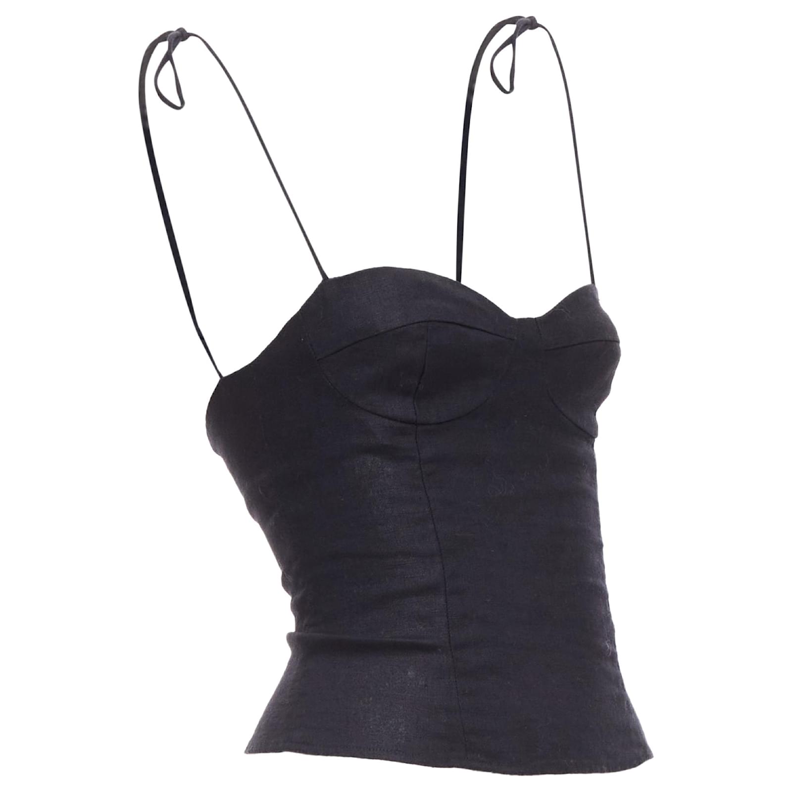 Reformation Set 3 top linen sweetheart US0 drape cAmi ruched tank Black ...