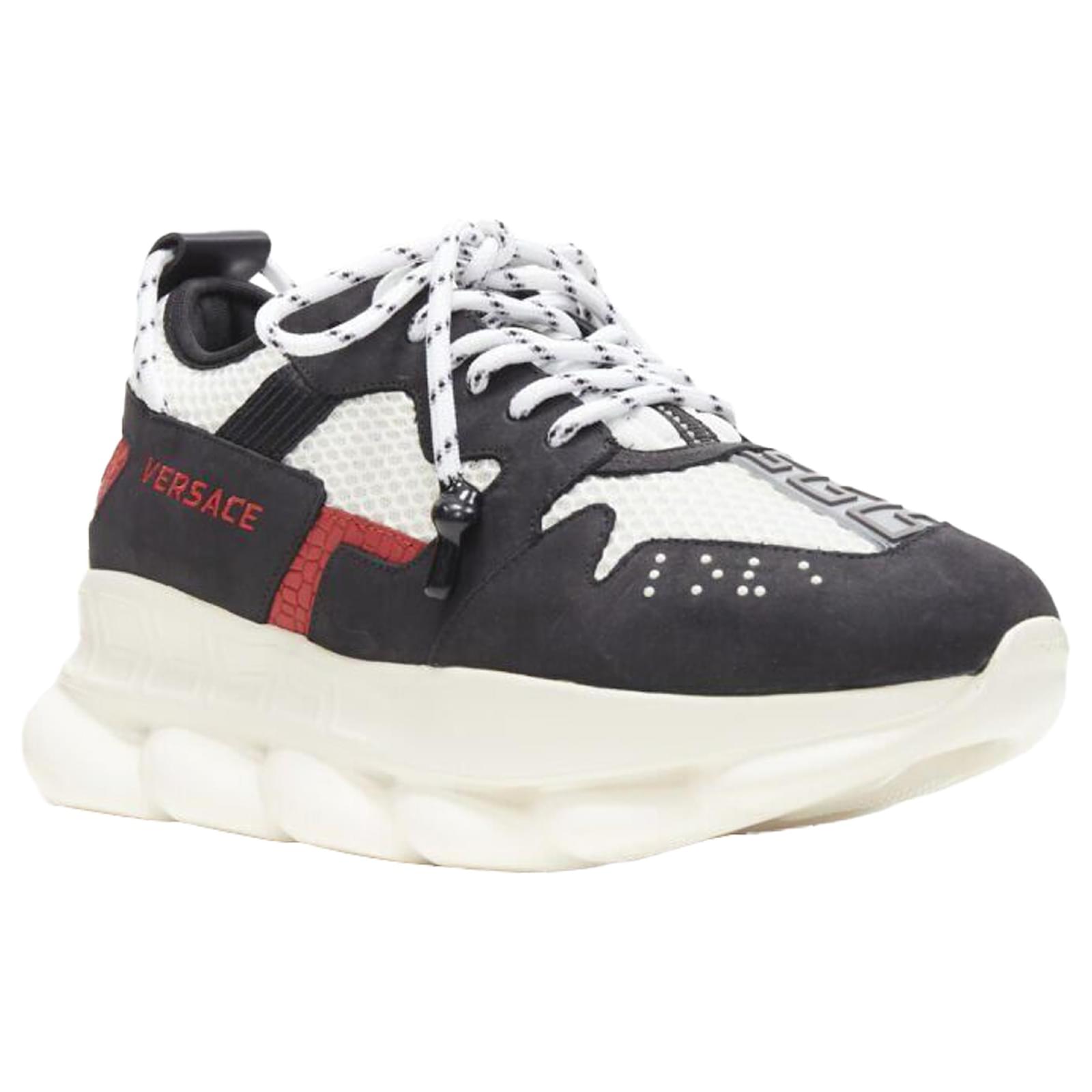 Versace Chain Reaction suede mesh low chunky sneaker Black Cotton ref.2063197 - Joli Closet