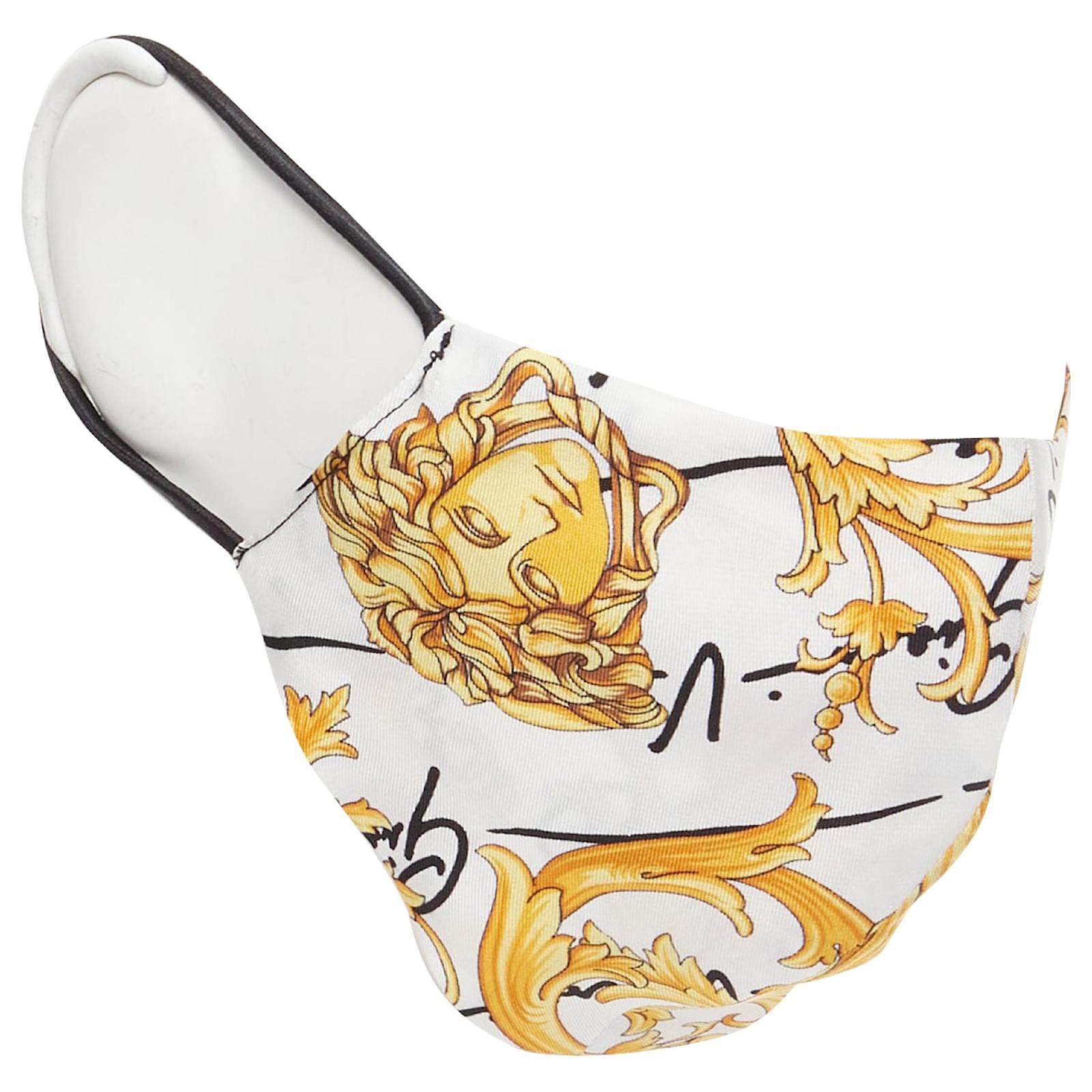 Versace Gianni Signature Barocco Medusa Baroque silk face mask White ...