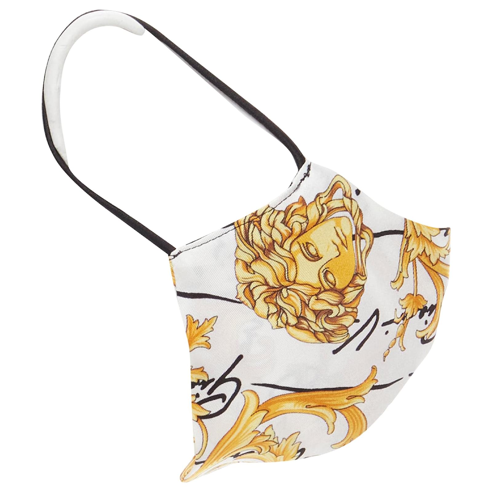 Versace Gianni Signature Barocco Medusa Baroque silk face mask White ...