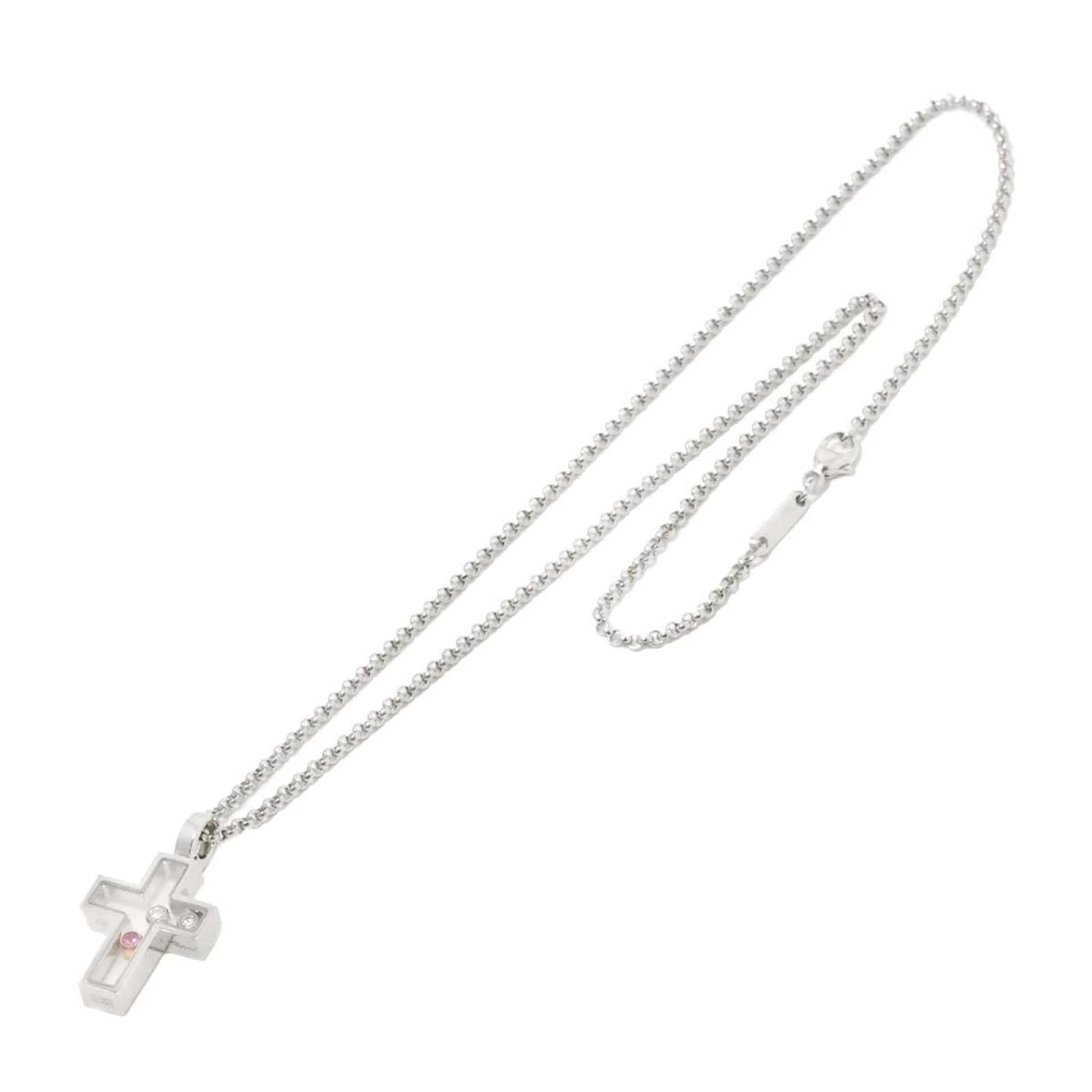 Chopard Happy Diamond Cross Sapphire Necklace White gold Pink gold ref ...