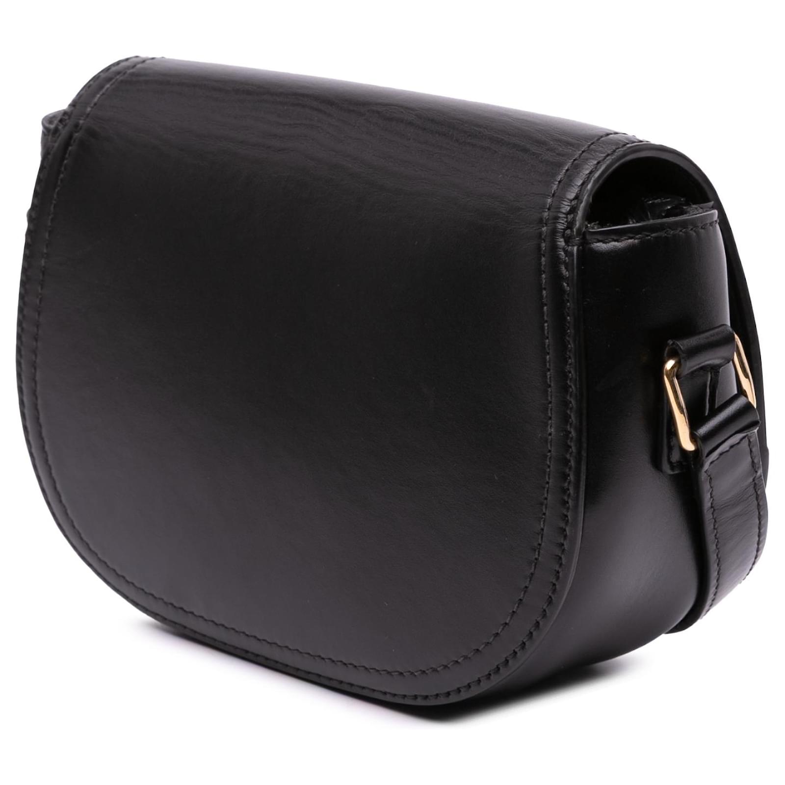 Céline Celine Black Small Leather Crecy Flap Crossbody Pony-style ...