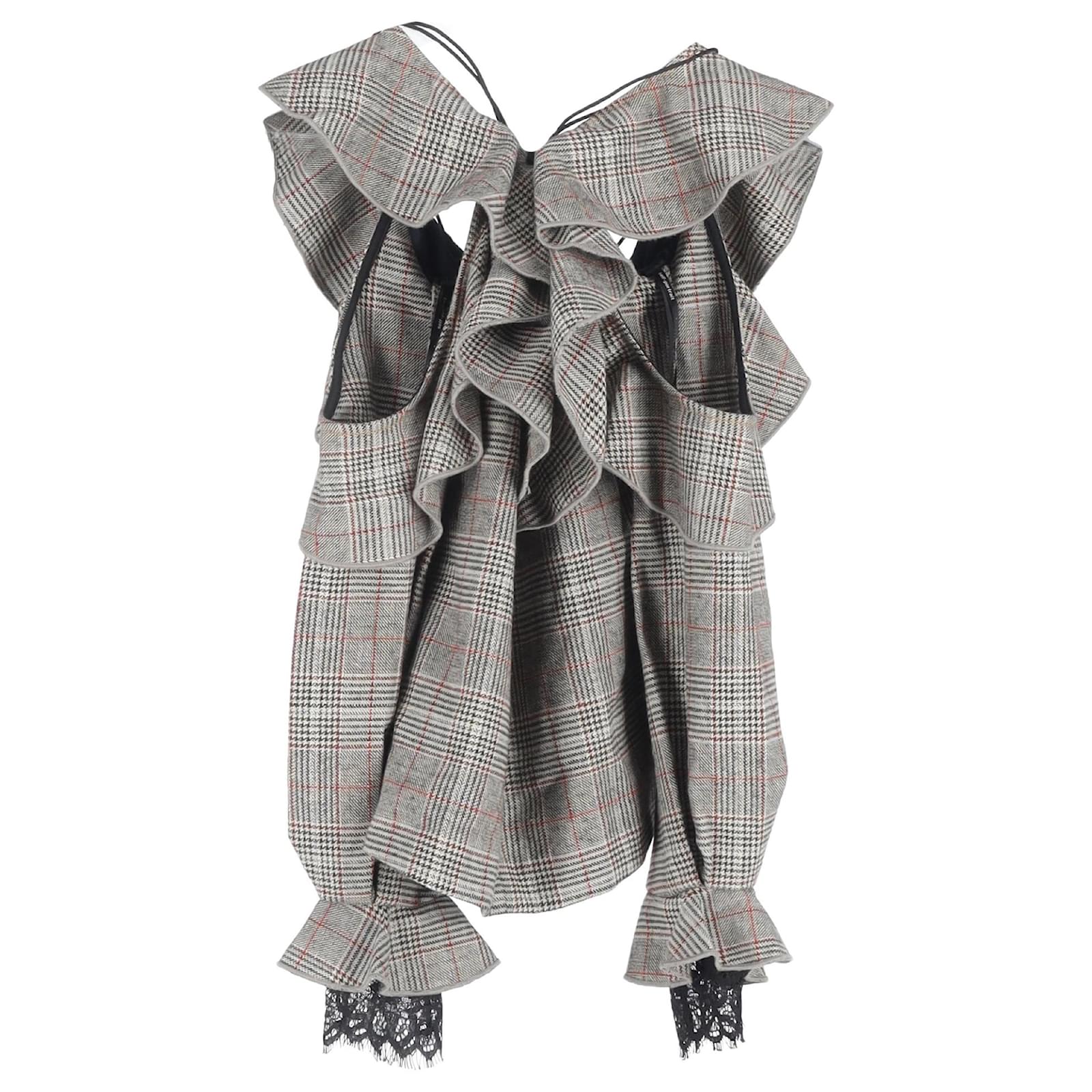 Self portrait Self-Portrait Plaid Frill Off-Shoulder Blouse in Grey ...