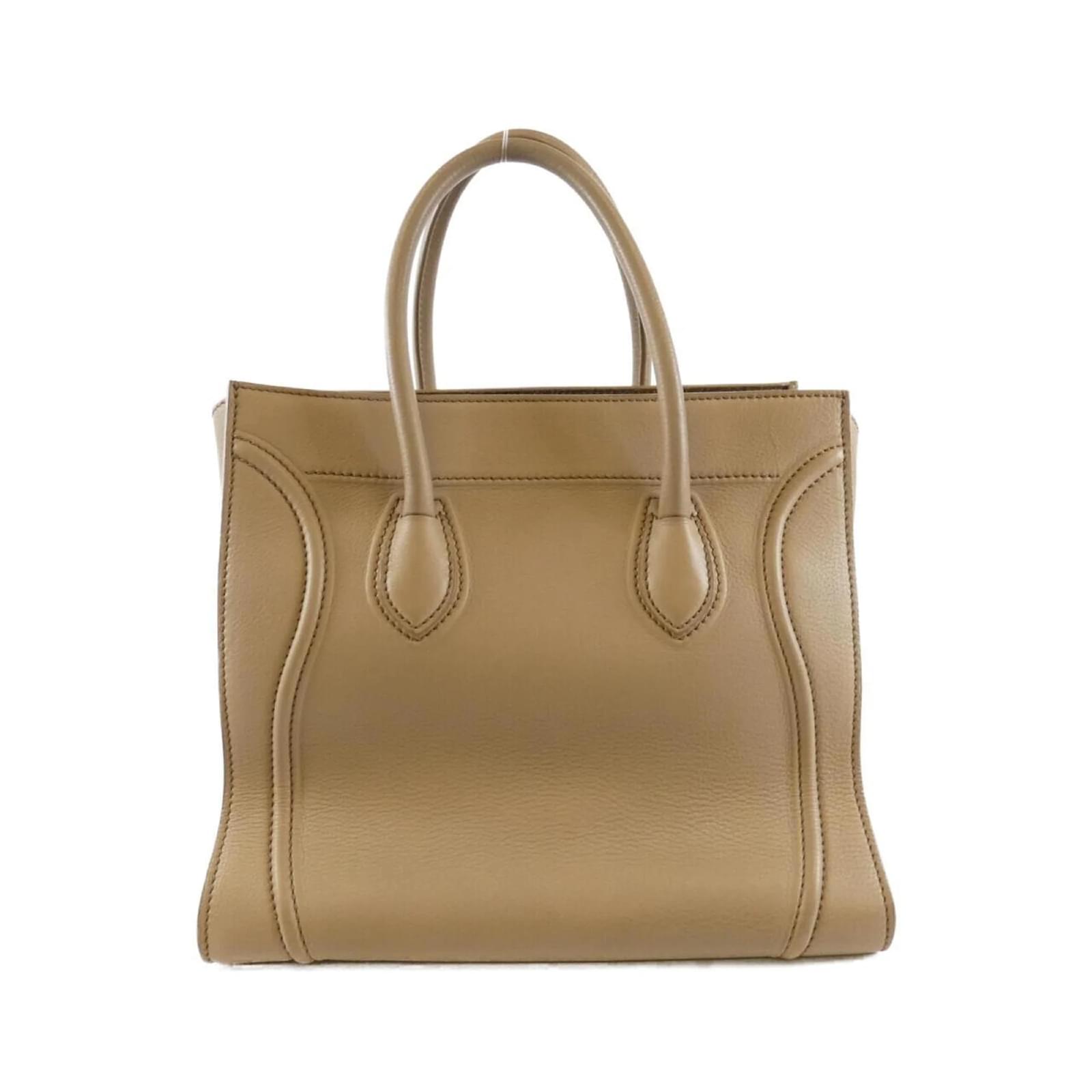 Céline Celine Small Square Luggage Phantom Handbag Beige Khaki Leather ...