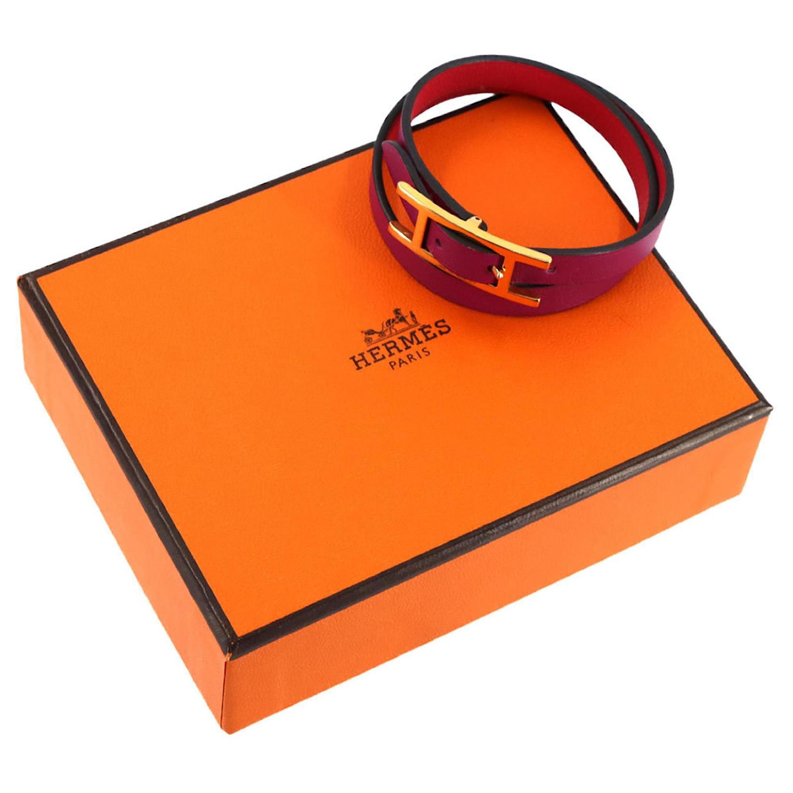 Hermès Hermes HERMES Be Hapi Double Tour Reversible Bracelet Golden ...