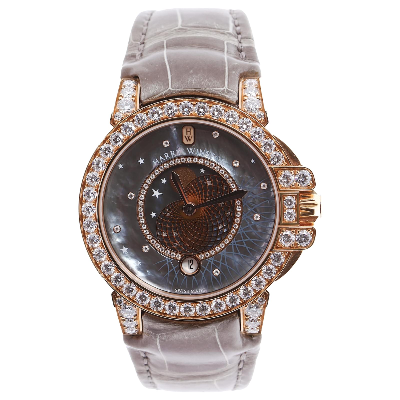 Harry Winston Ocean Moon Phase OCEQMP36RR026 Crocodile leather x RG QZ ...