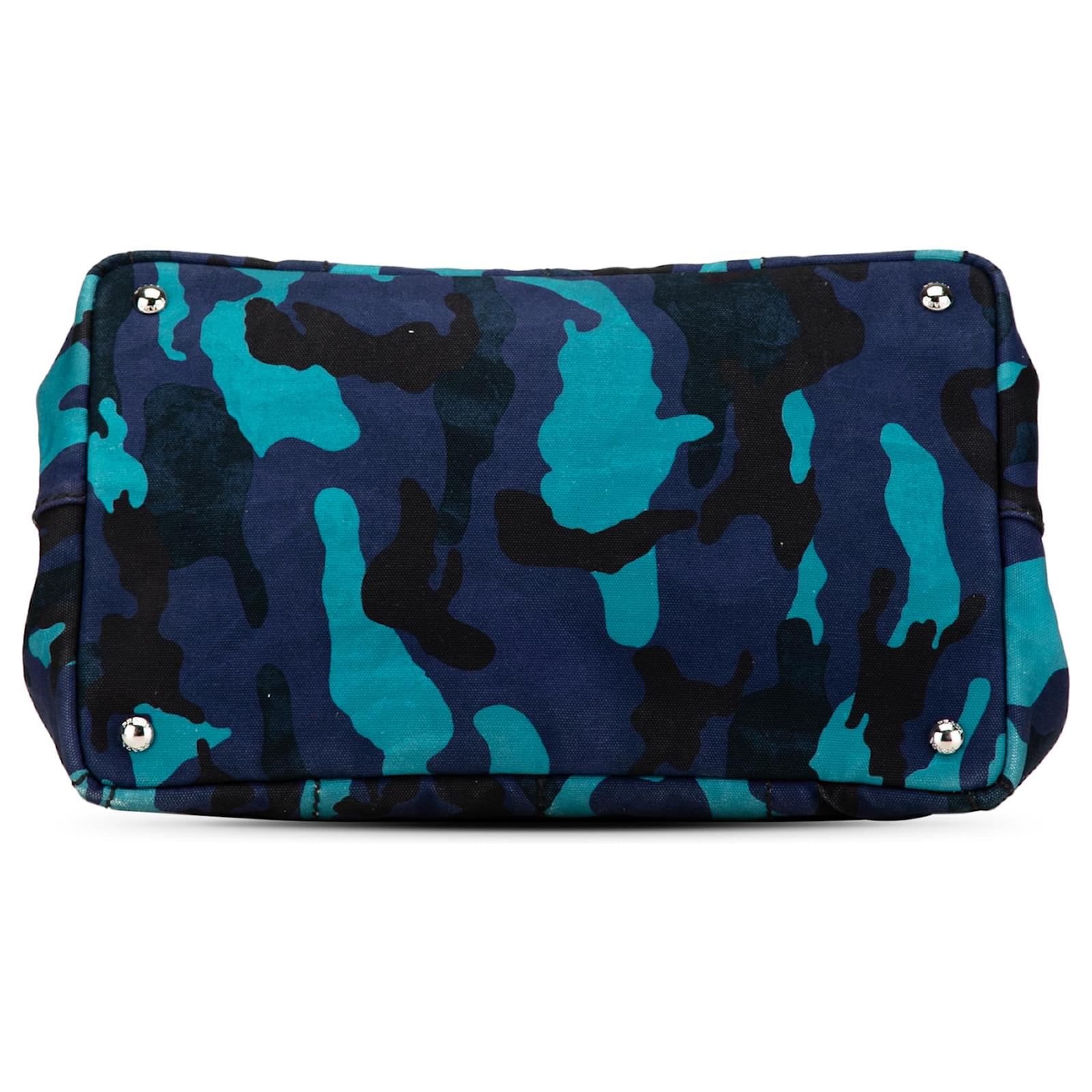 Prada Blue Canvas Camouflage Canapa Logo Satchel Dark blue Cloth Cloth ...