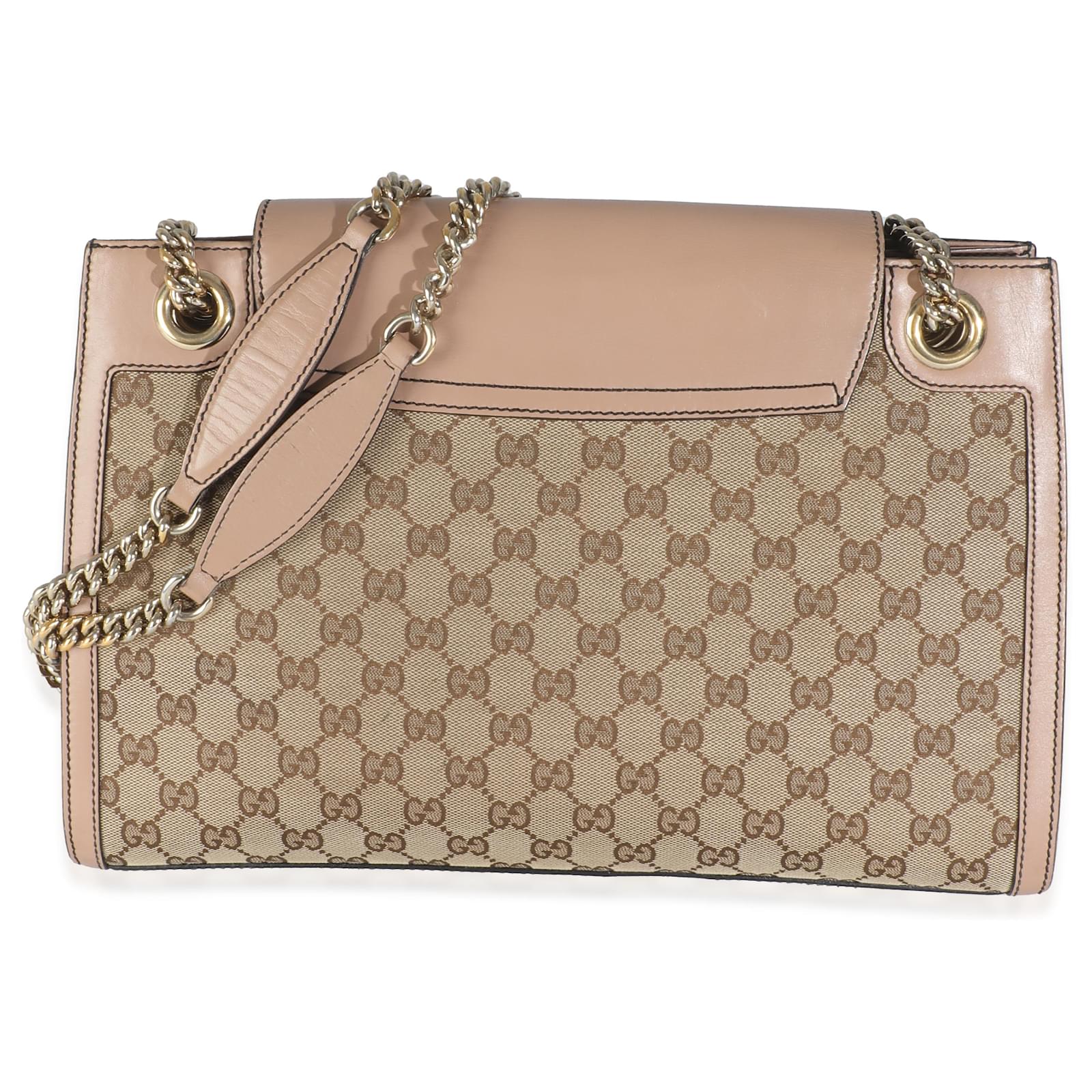 Gucci Light Pink Monogram Canvas Large Emily Chain Shoulder Bag Beige ...
