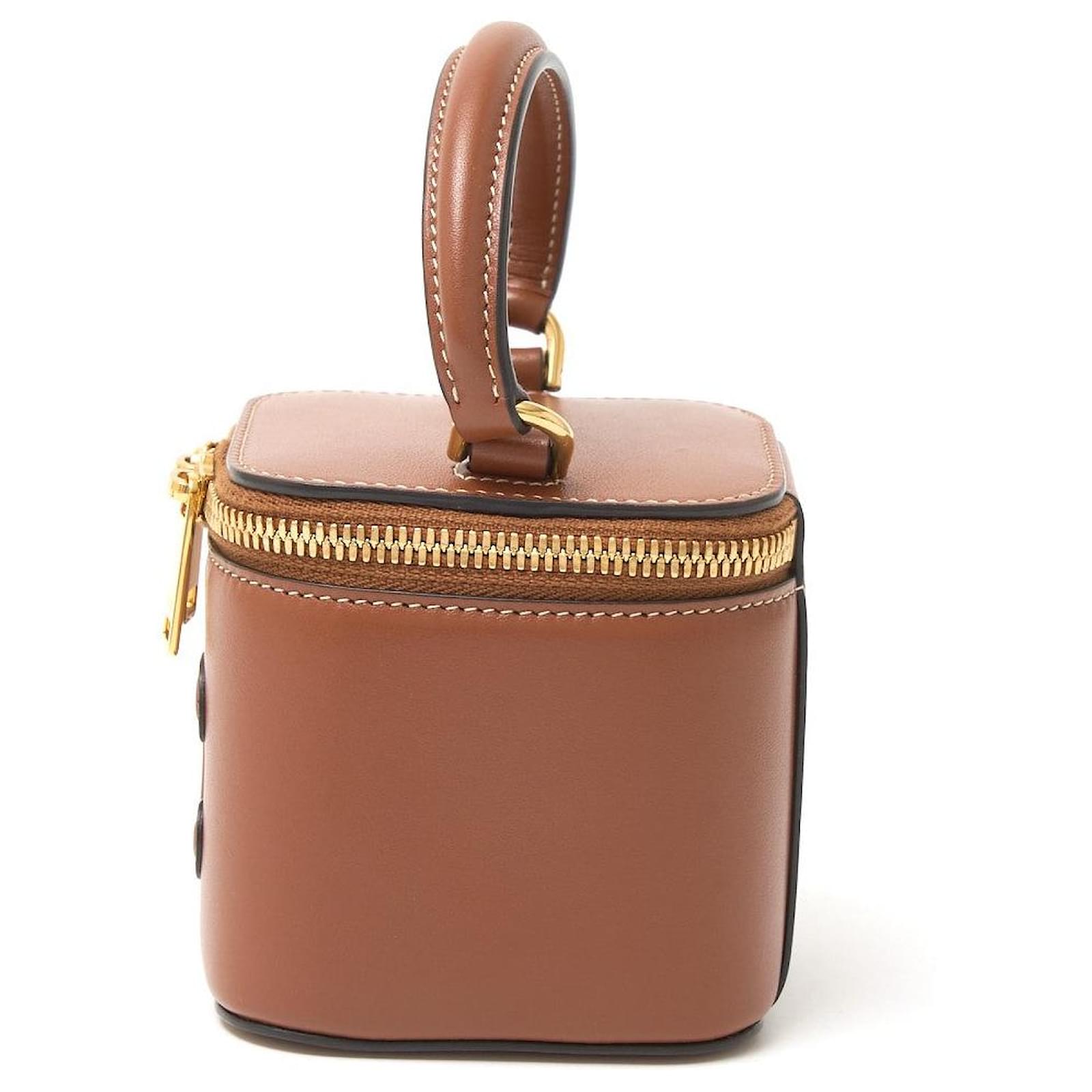 Céline Celine Mini Vanity Case Smooth Calfskin Brown Leather Pony-style ...