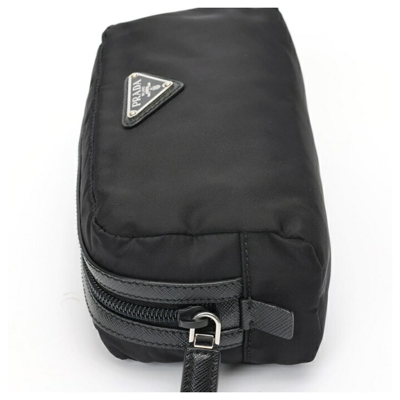 Prada Re-Nylon x Saffiano Leather Necessaire Pouch Black ref.2205873 ...