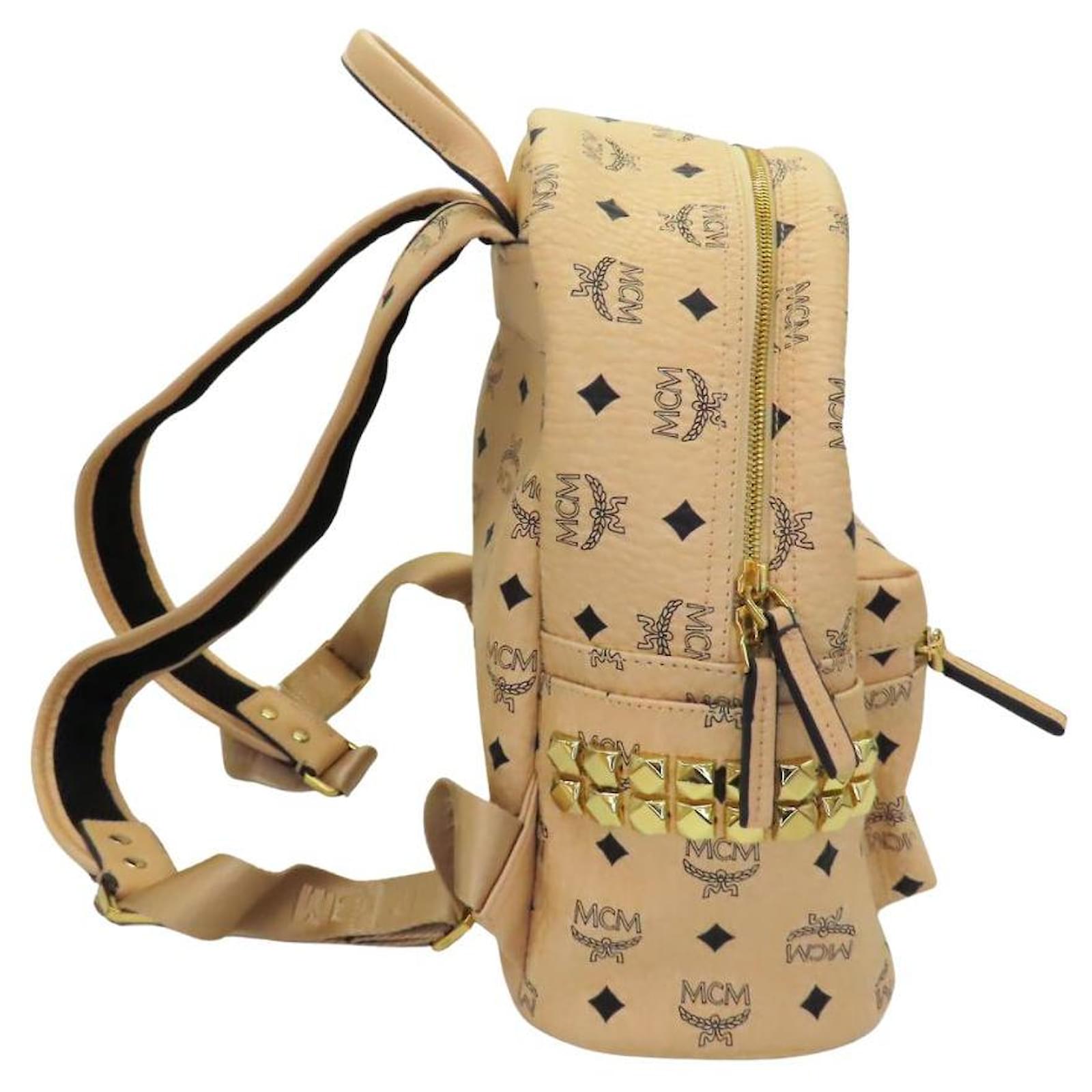 MCM Visetos Side Studs Backpack A2500545 Brown Beige Leather ref ...