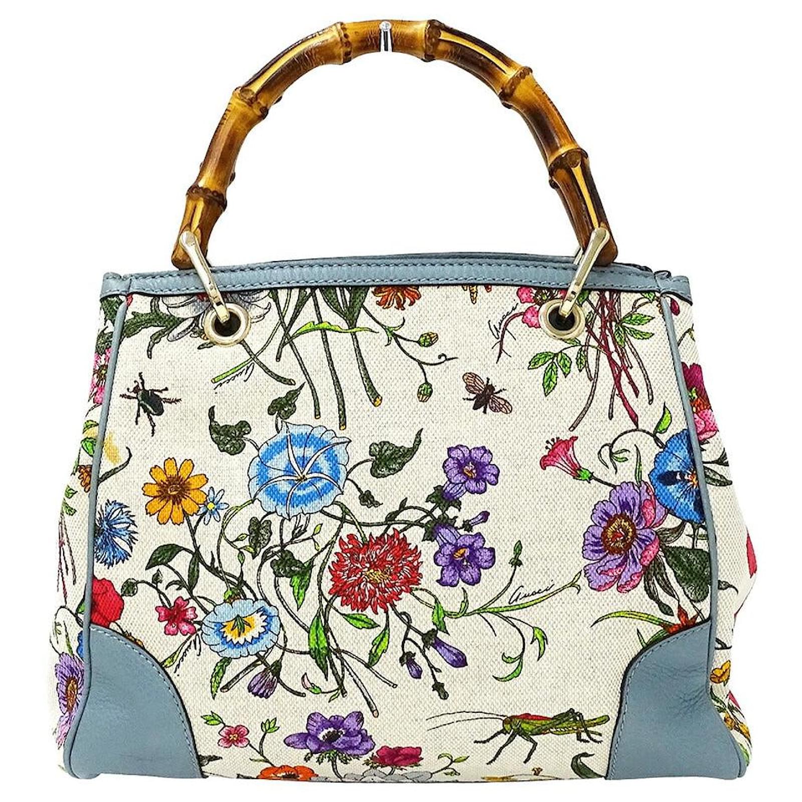 Gucci Canvas Leather 2way Bamboo Bag White Cloth ref.JC2210048 (Sold ...