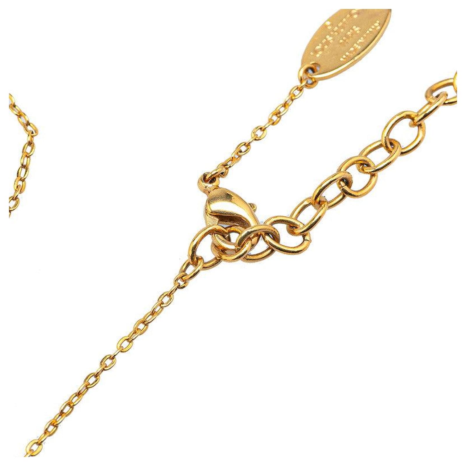 Louis Vuitton LV Circle Nanogram Necklace Golden Metallic Metal ref ...
