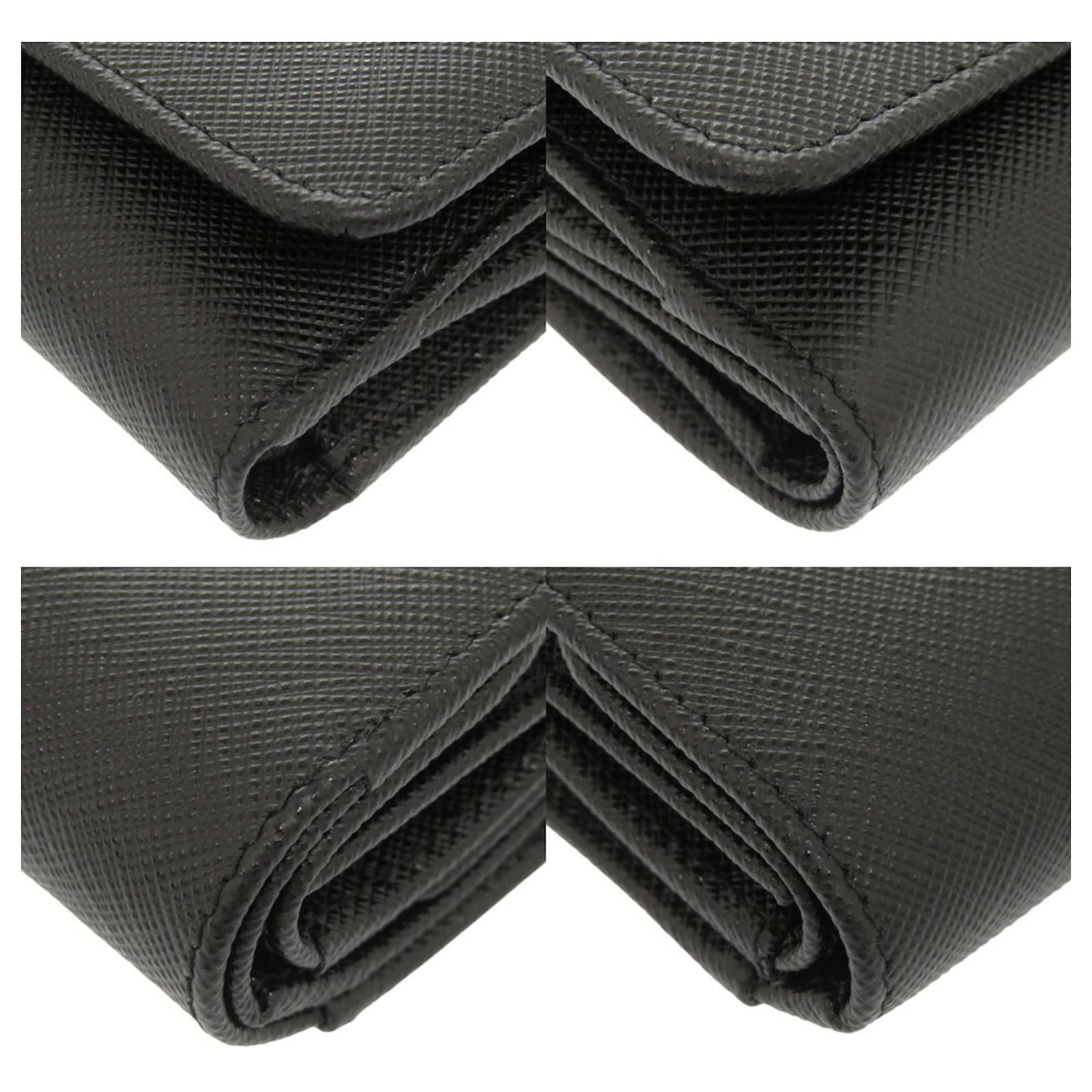 Prada Saffiano Triangle Black Tri-fold Wallet (Sold) - Joli Closet