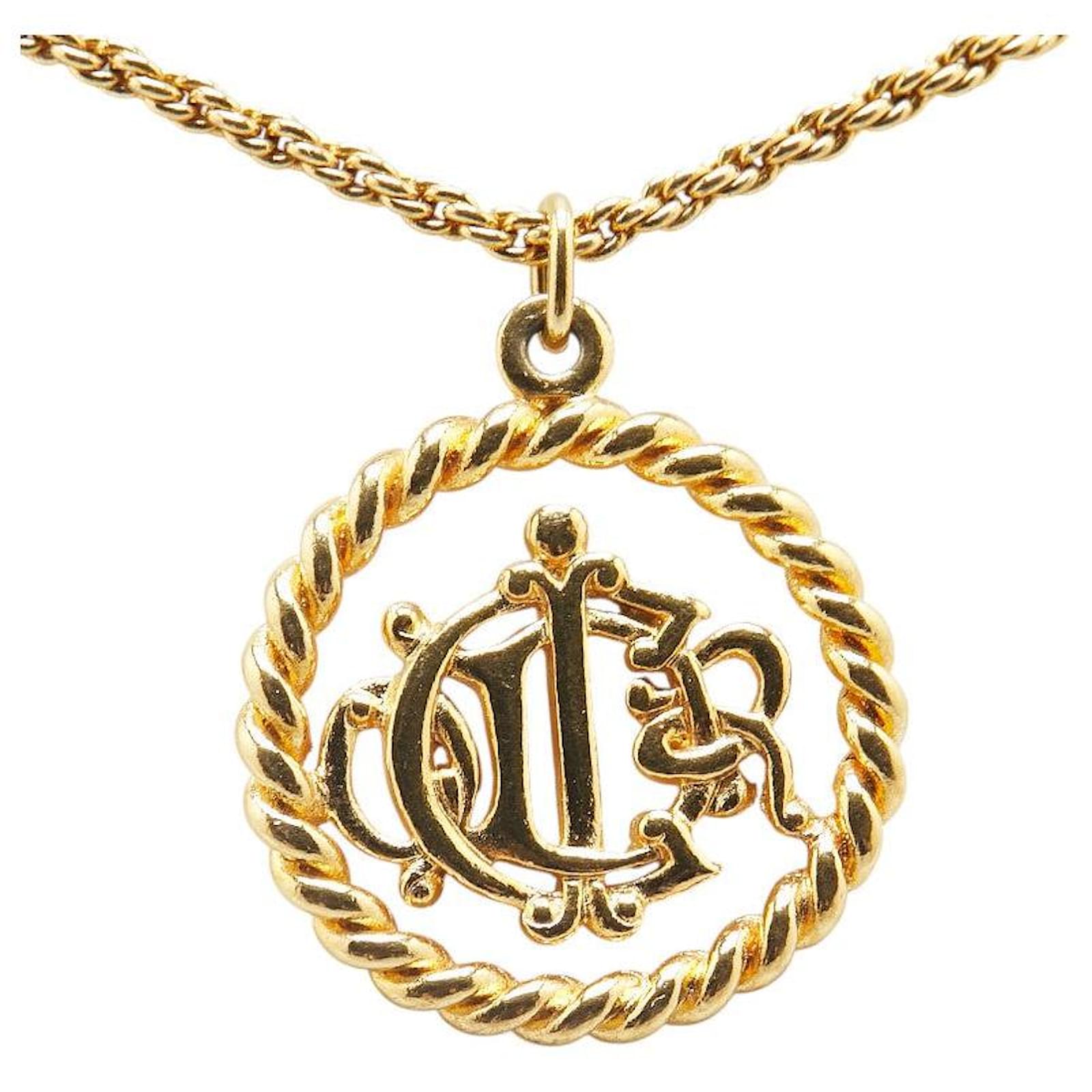 Christian Dior Dior Logo Necklace Golden Metallic Metal ref.2222551 ...