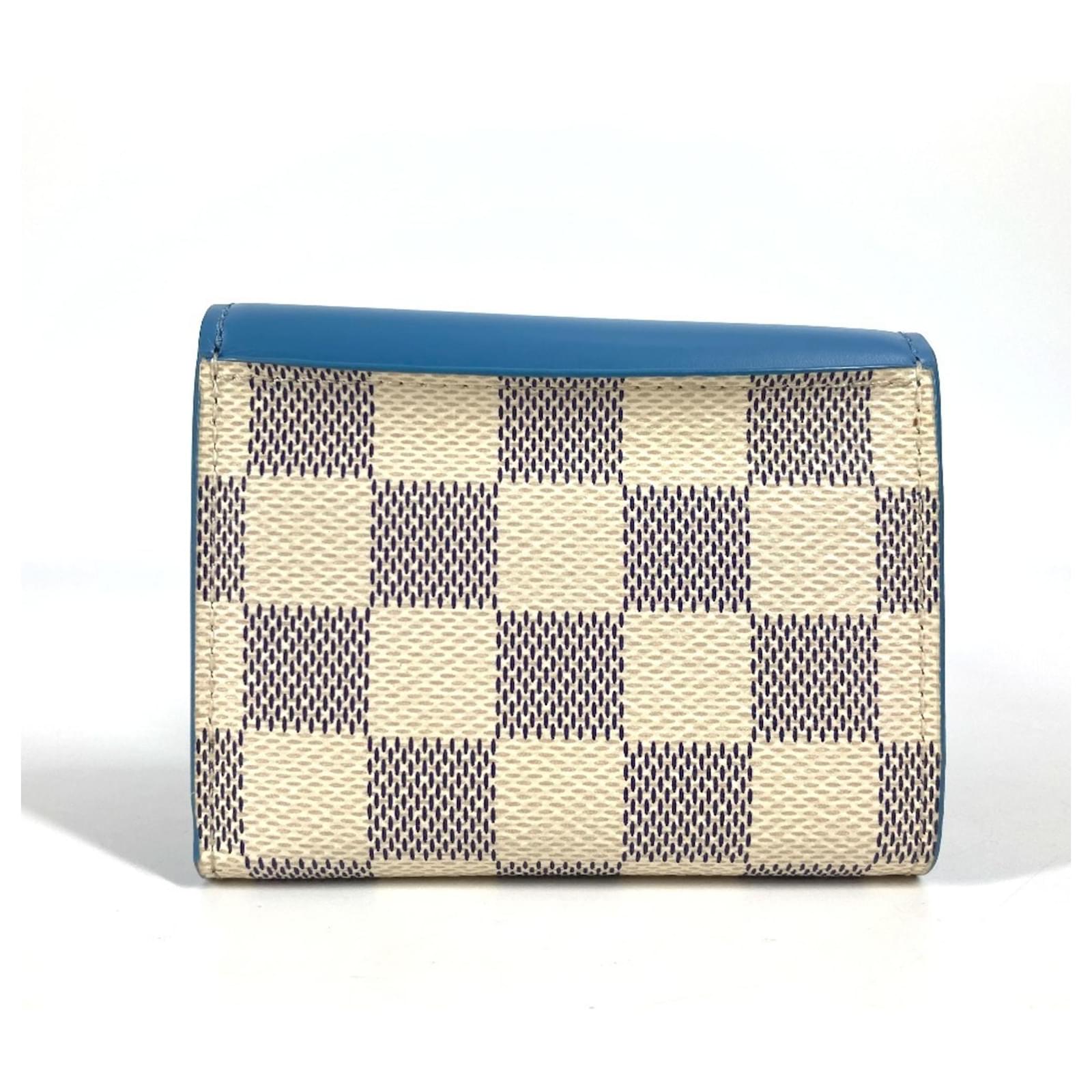 Louis Vuitton Damier Azur Portefeuille Zoe Compact Wallet White Blue ...