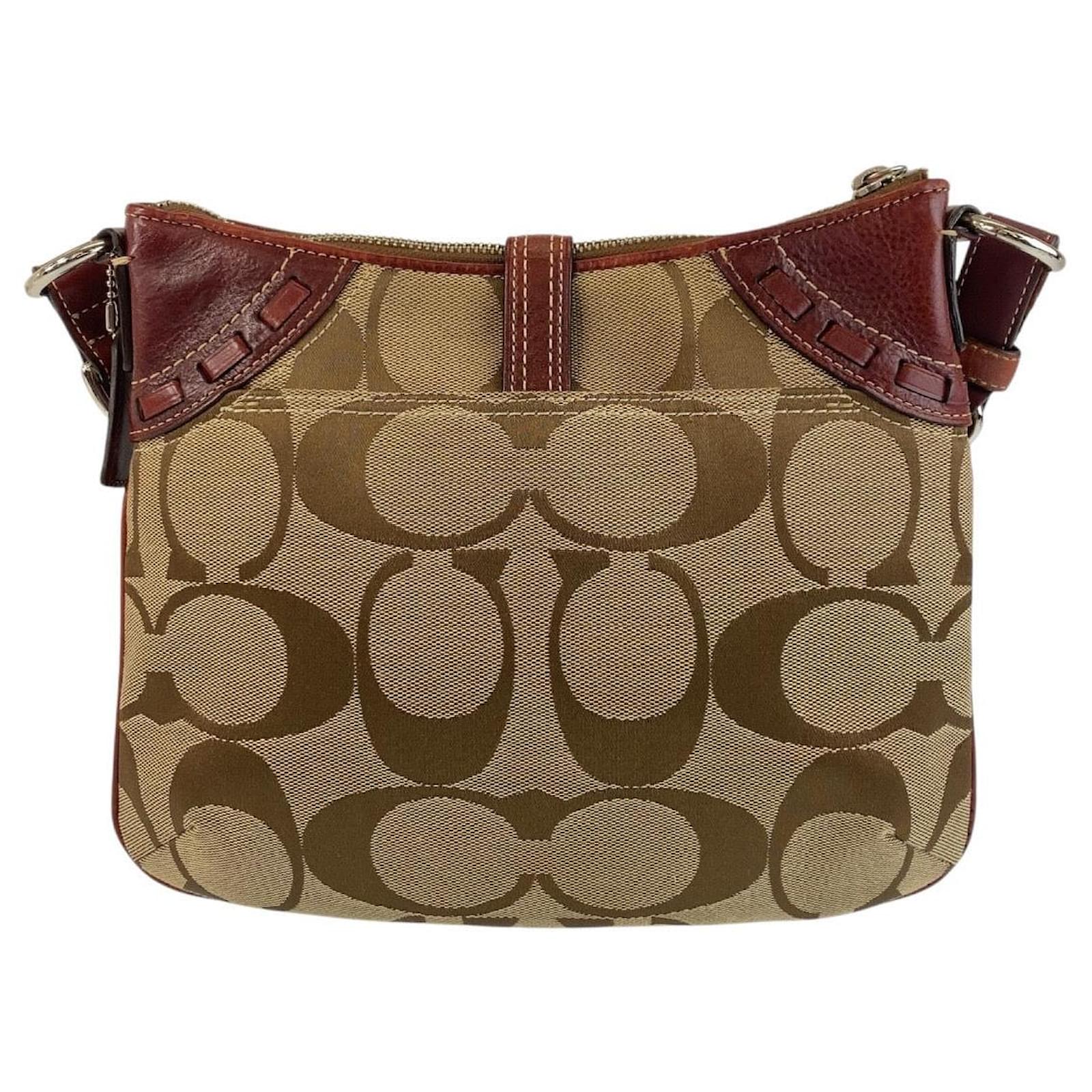 Coach Signature Canvas Python Leather Shoulder Bag Brown Beige Cloth ref.2230326 - Joli Closet