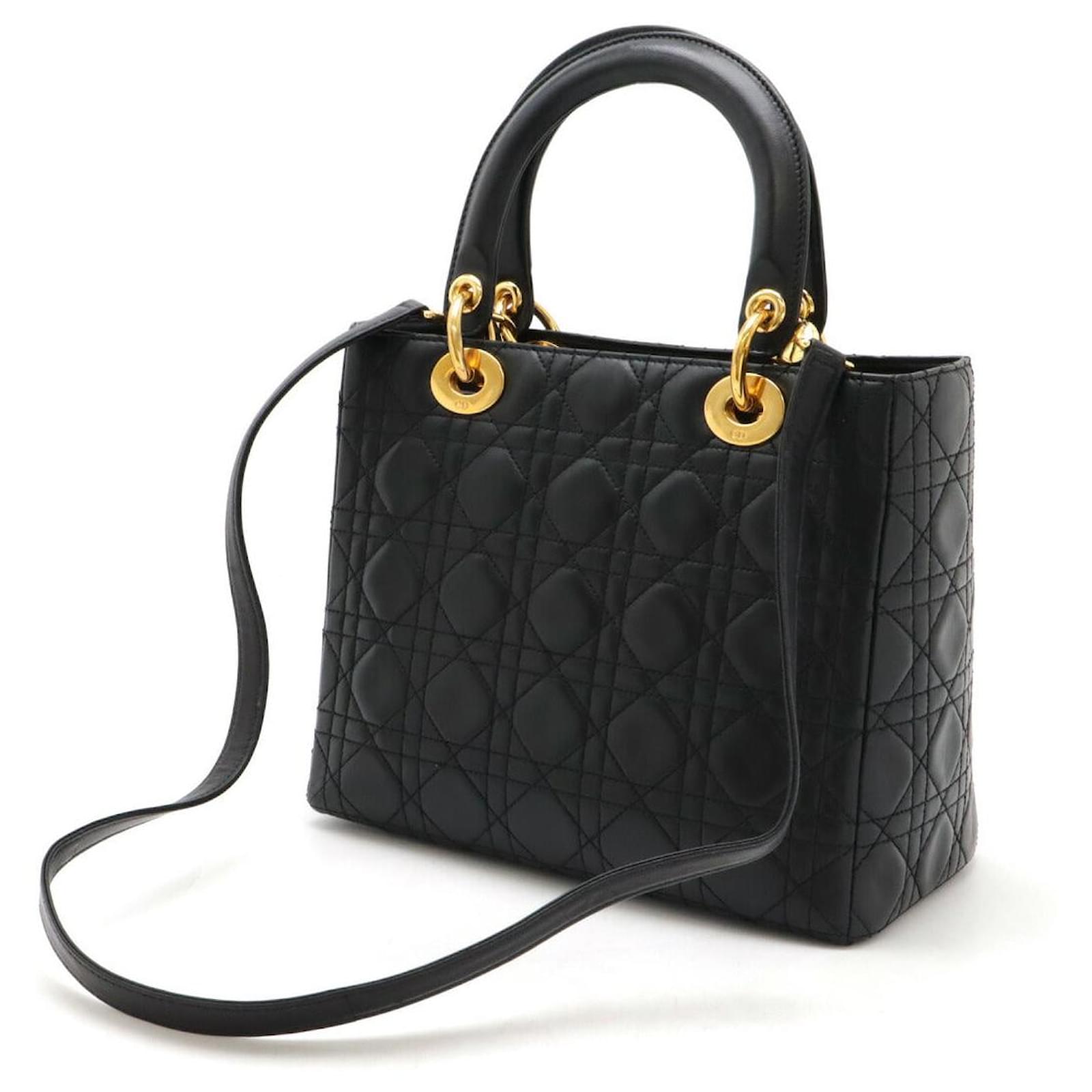 Christian Dior Lady Dior Lambskin 2way bag Black Leather ref.2233524 ...