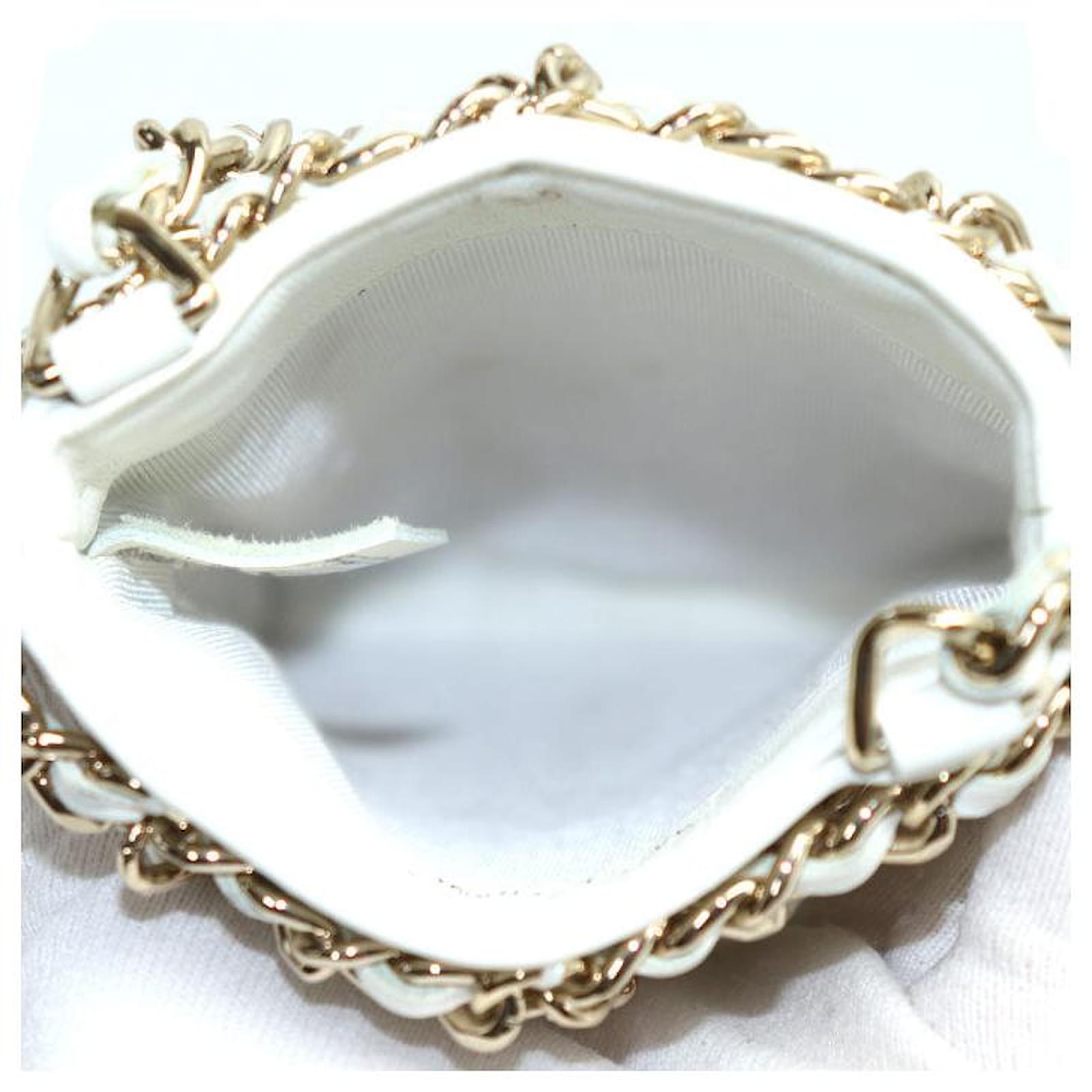 Chanel Tech Me Out Chain Shoulder Phone Case White Leather Lambskin ref ...
