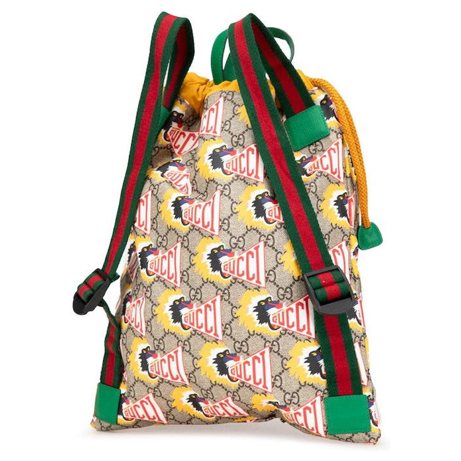 Gucci GG Supreme Children's Lion Motif Backpack 550775 Brown Beige ...