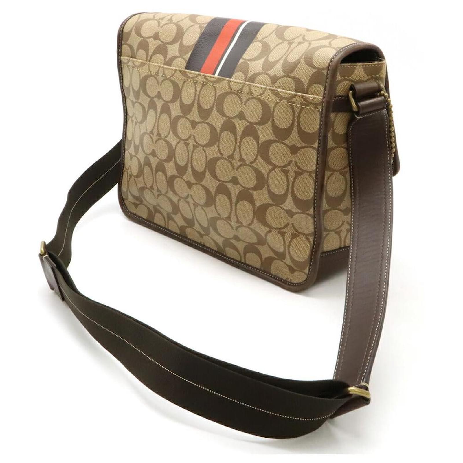 Coach PVC Signature Heritage Stripe Shoulder Bag 70077 Brown Beige ...