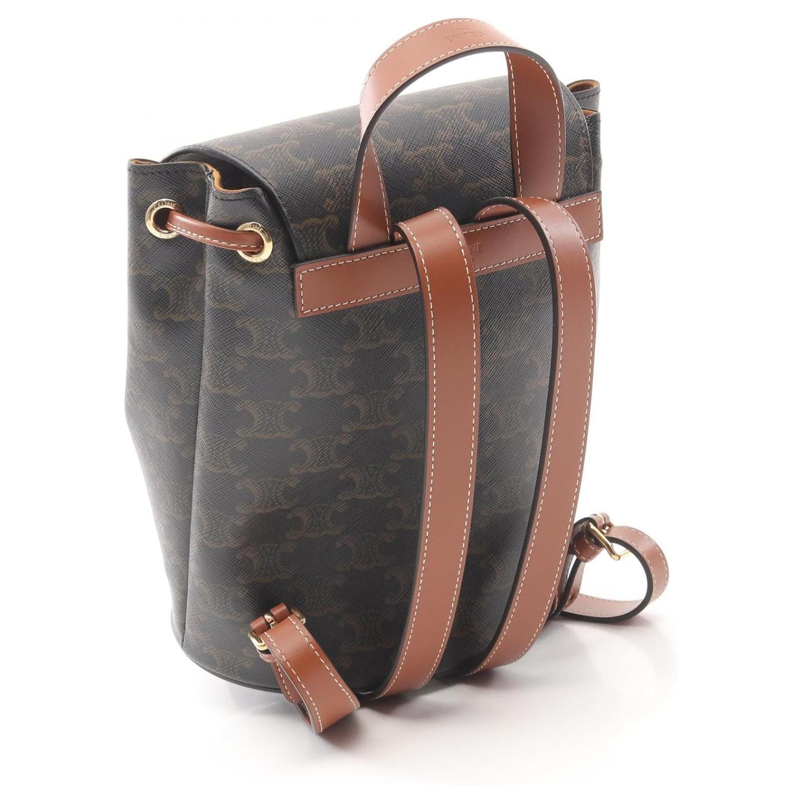 Céline Celine Bonnie Triomphe PVC Coated Canvas Leather Backpack ...