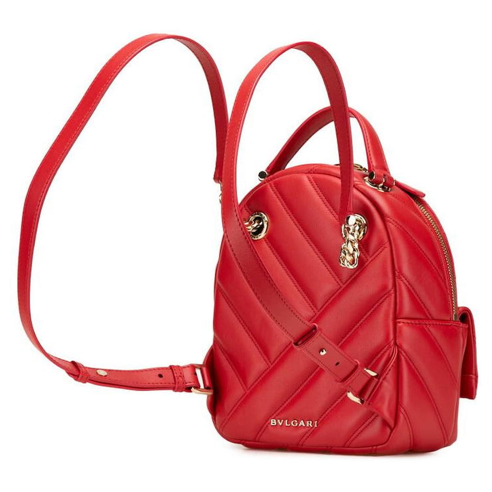 Bulgari Bvlgari Serpenti Cabochon Leather Mini Backpack Red ref.2270039 ...