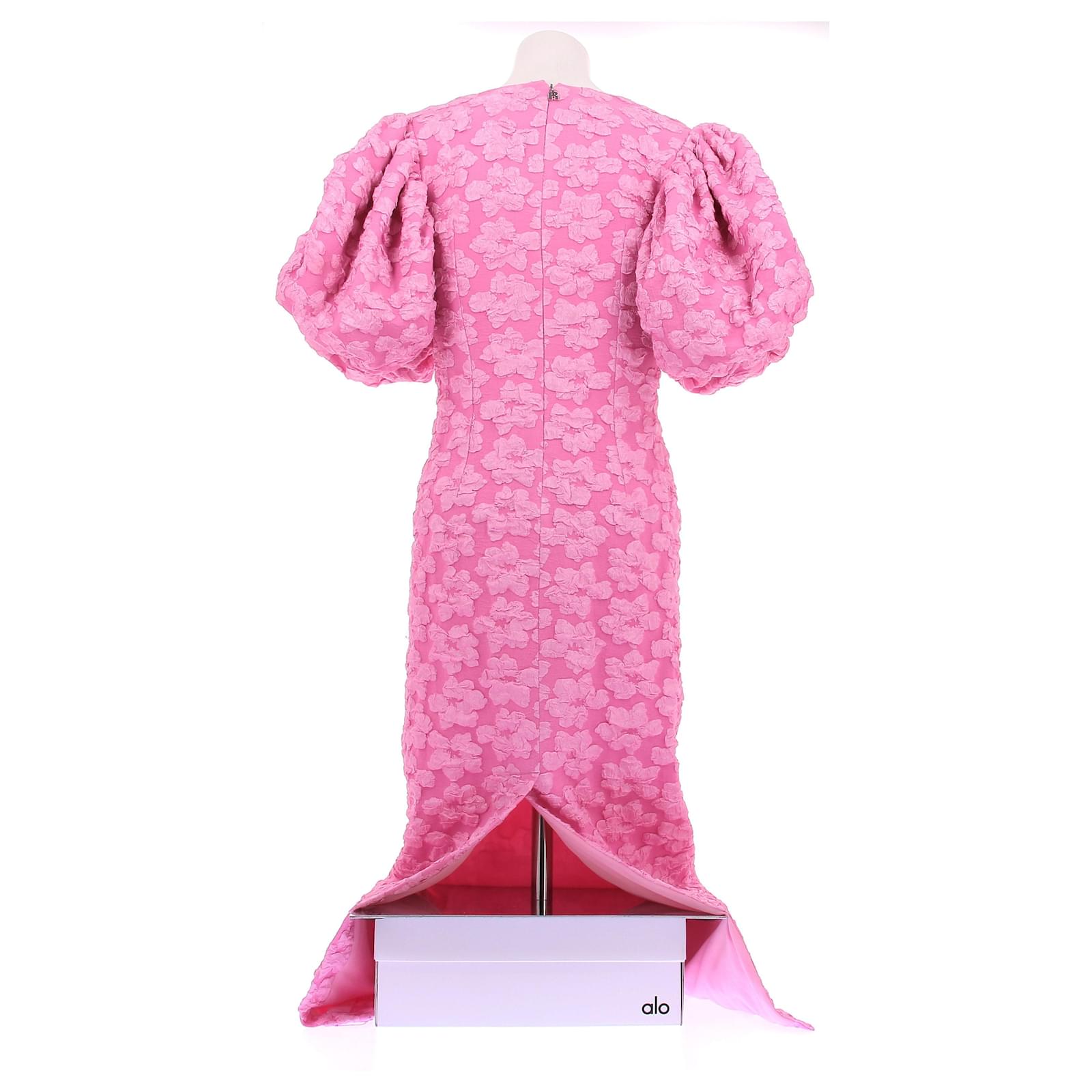 Rotate Pink Lace Midi Dress with Puff Sleeves Polyester ref.2289860 ...