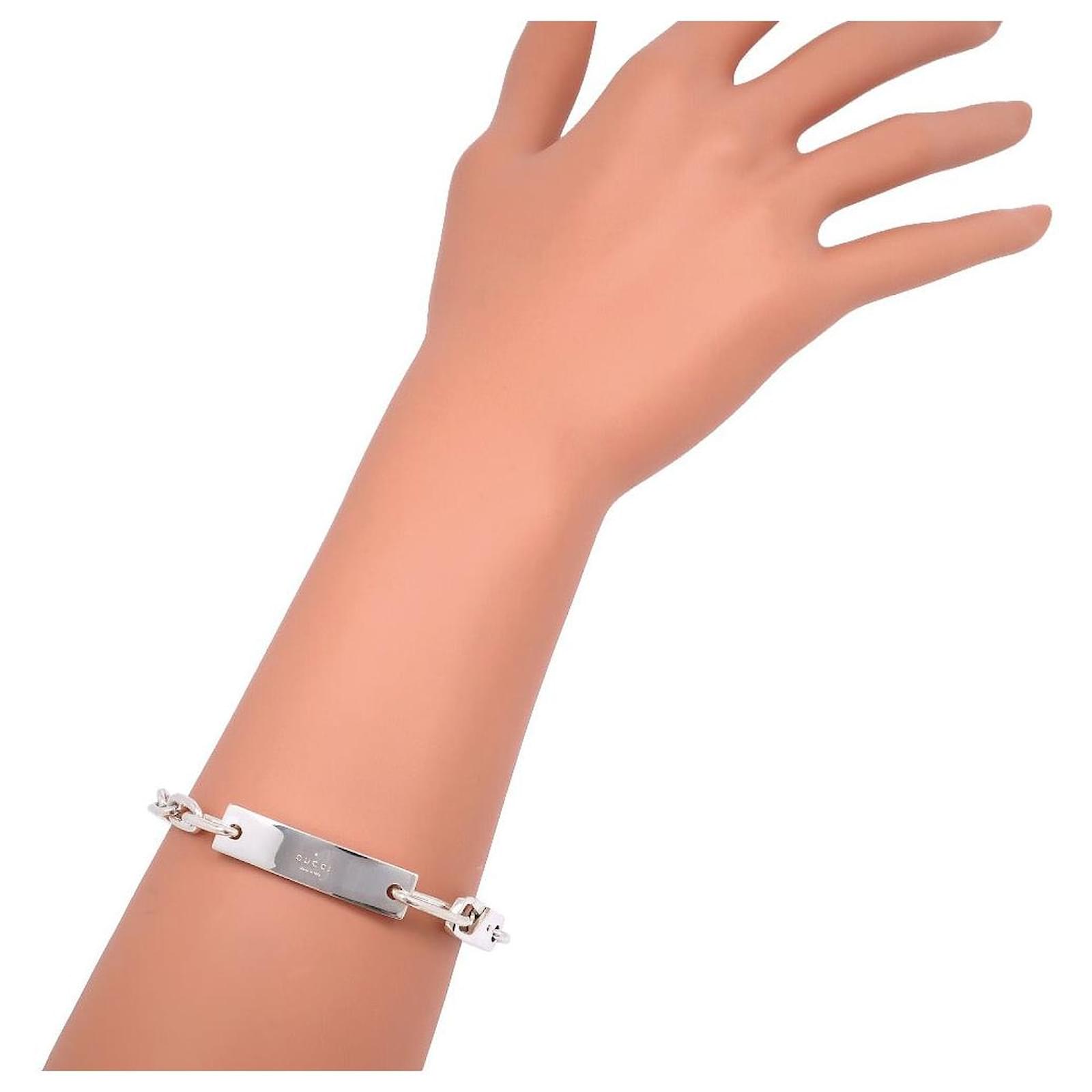 Gucci Logo Plate Silver 925 Bracelet Silvery Metallic Metal ref.2310989 ...