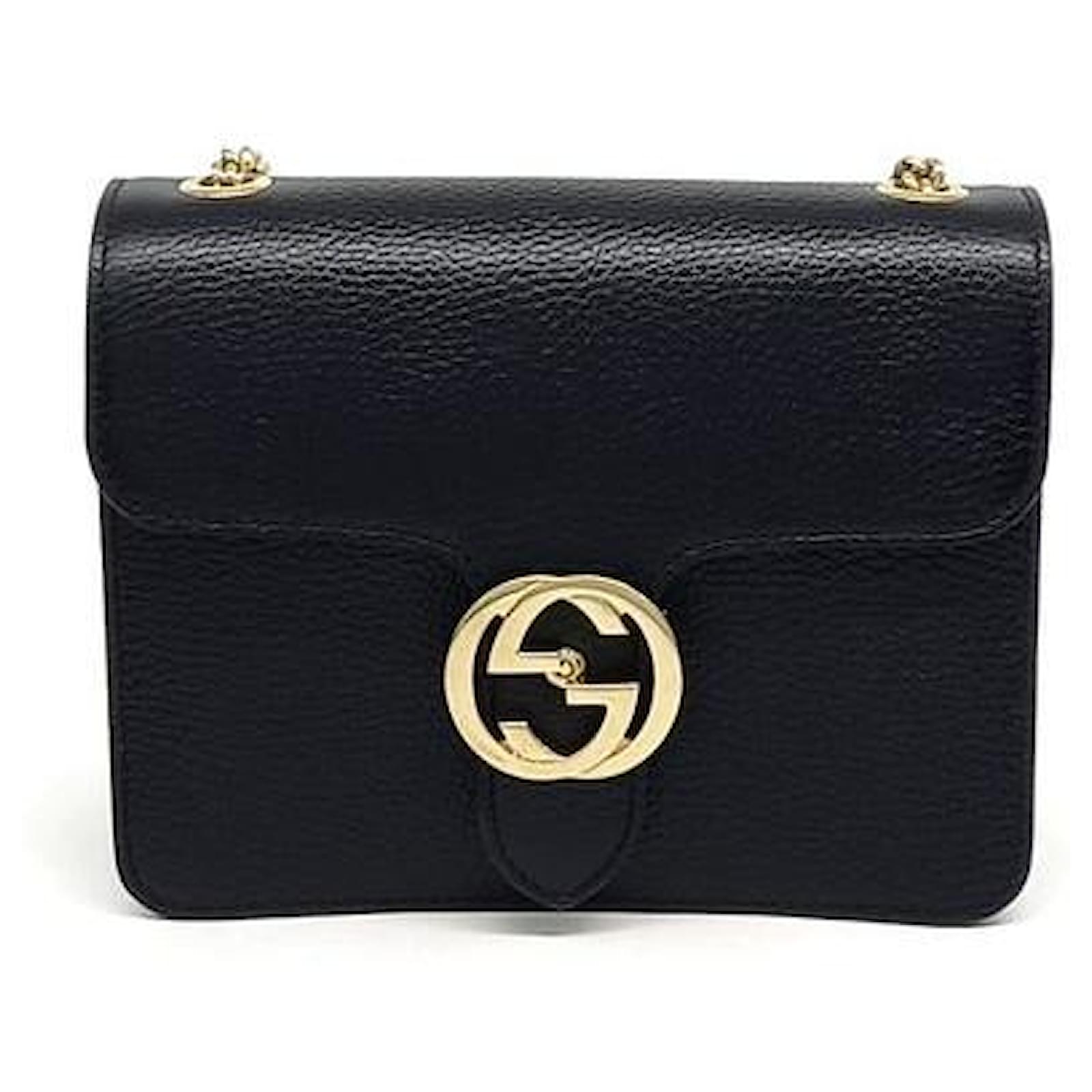 Gucci Interlocking GG Crossbody Bag (510304) Black Leather ref.2341372 ...