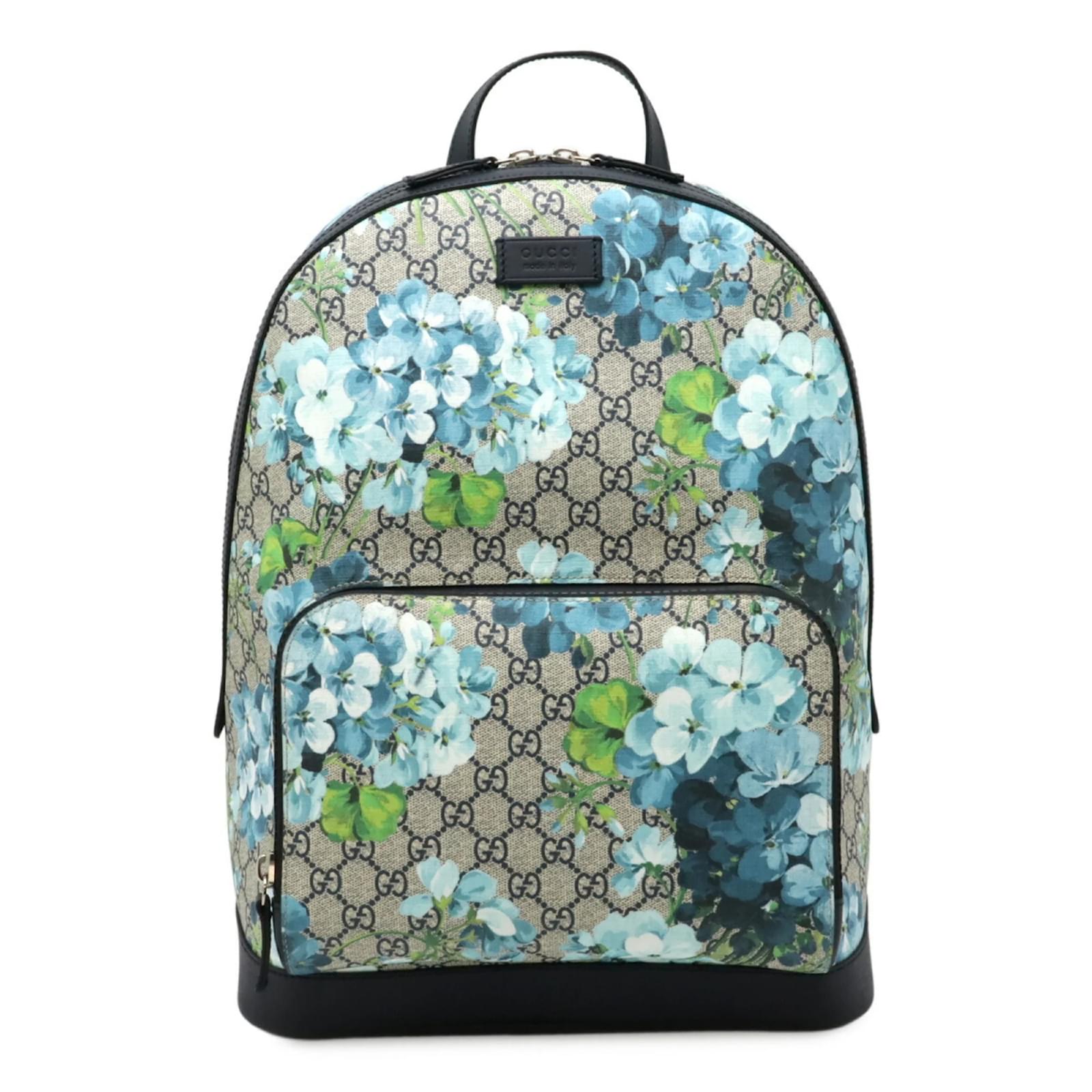 Gucci GG Blooms Supreme Backpack Blue Multiple colors Beige Navy blue ...