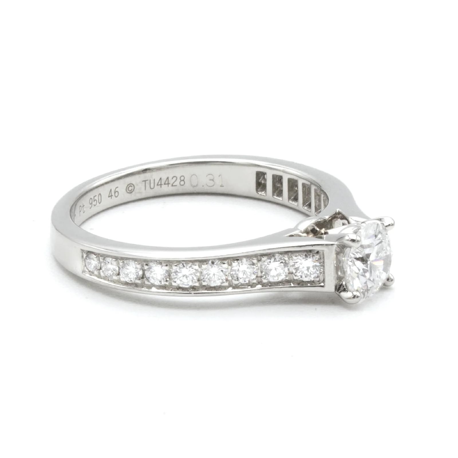 Anillo Cartier, modelo "Solitaire 1895". Plata Platino ref.2359983 ...